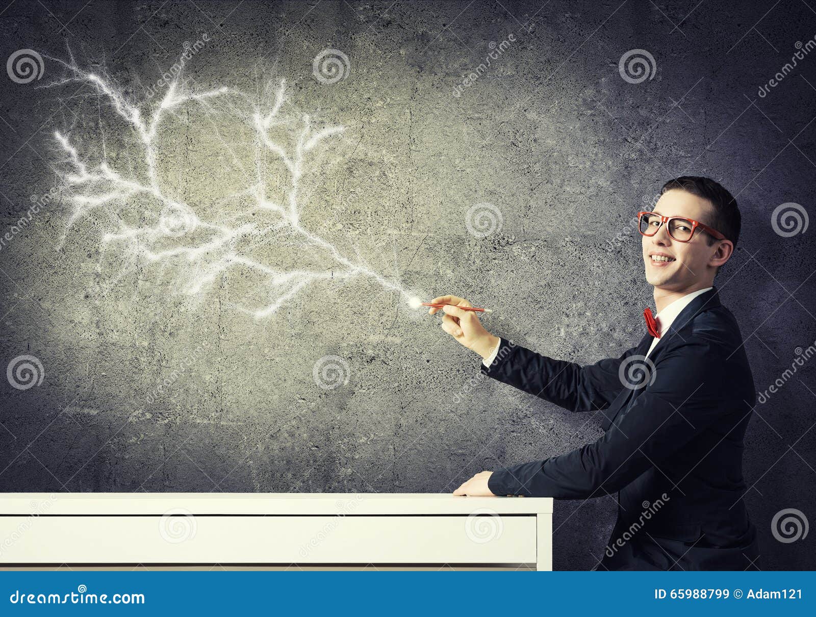Smart guy draw on wall stock image. Image of highschool - 65988799