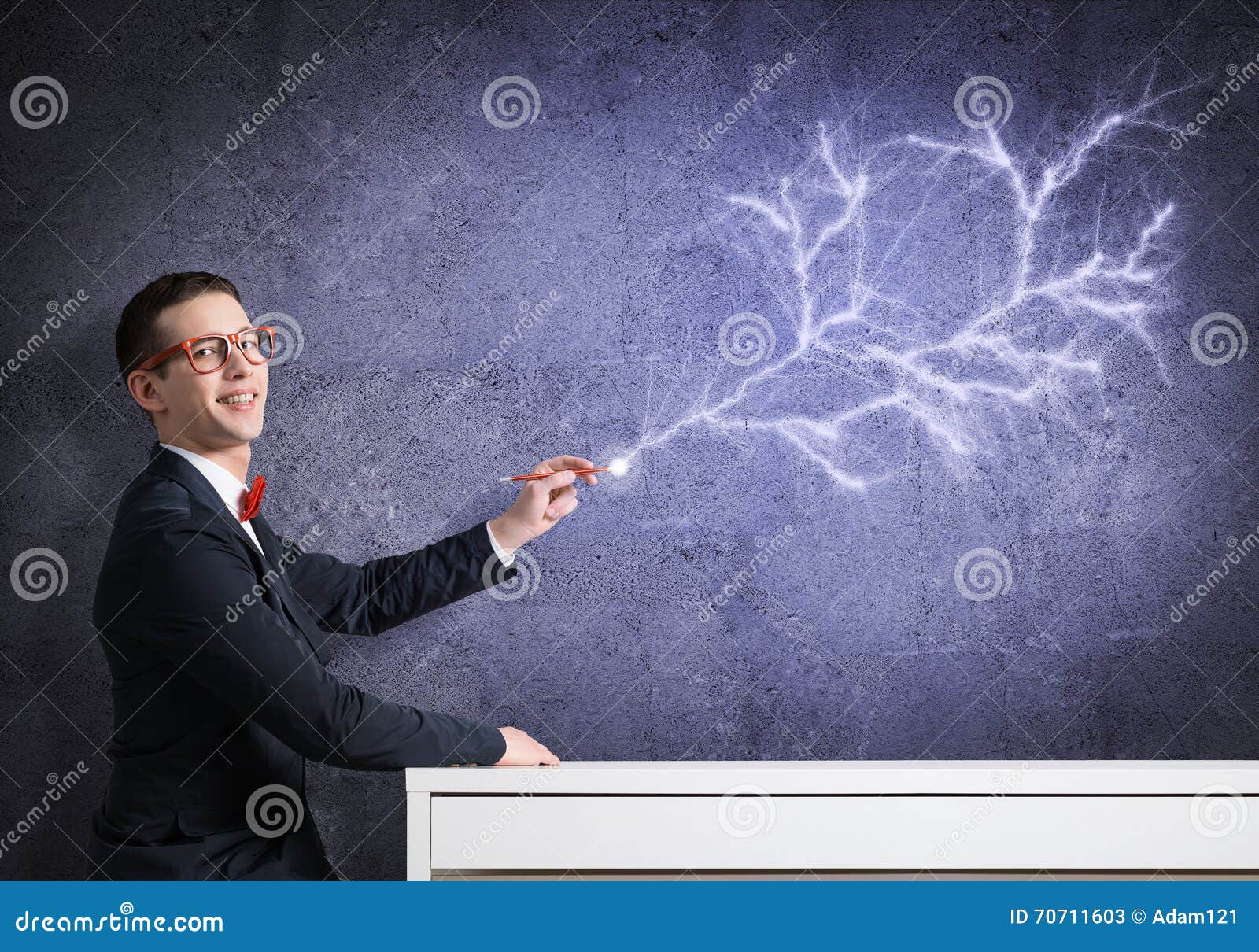 Smart guy draw on wall stock image. Image of lifestyle - 70711603