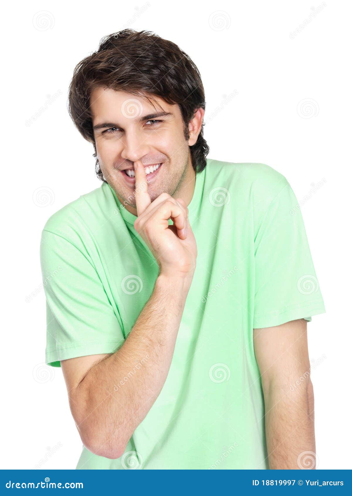 Smart Guy with Finger on Lips Against White Stock Image - Image of ...