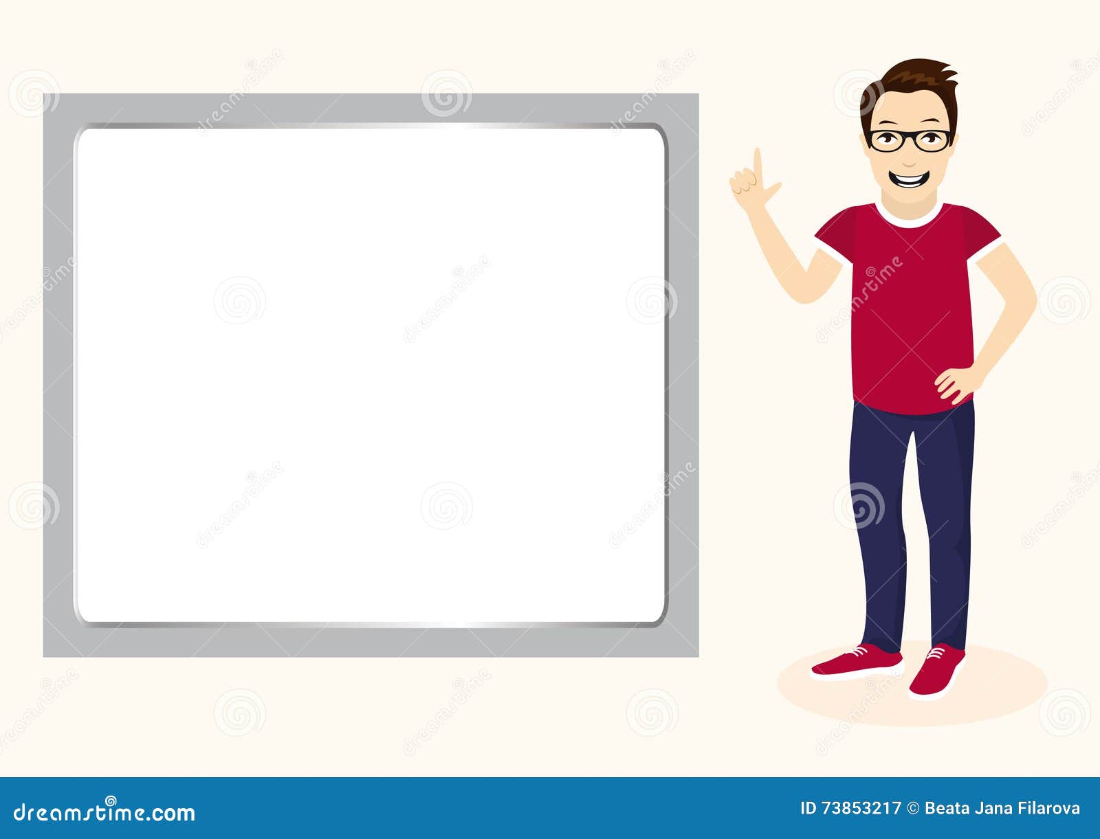 Smart guy with white board stock vector. Illustration of banner - 73853217