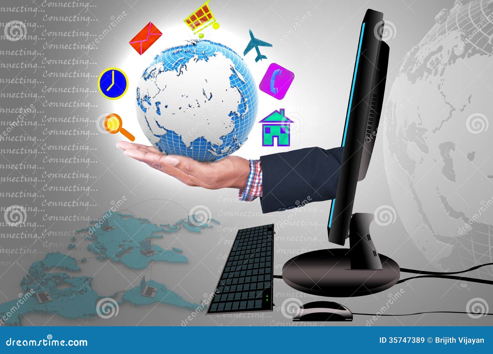 Smart hand grab the globe stock illustration. Illustration of point ...