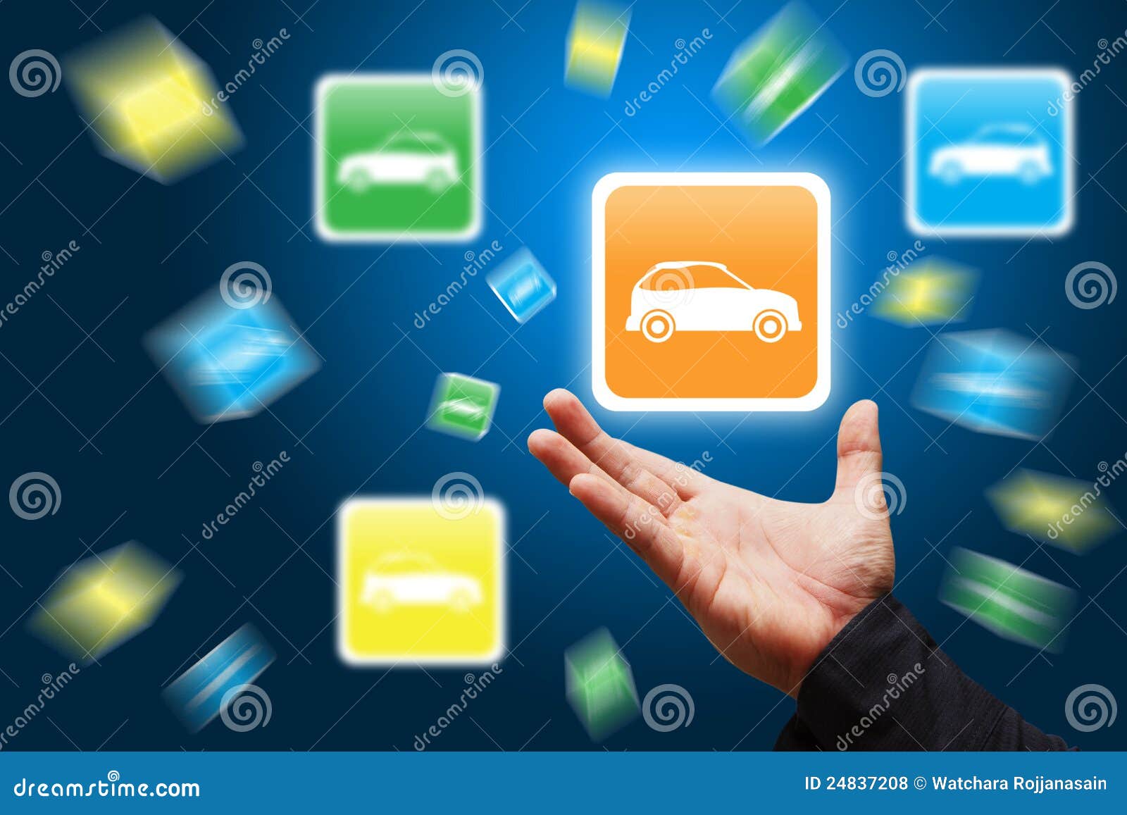 Smart Hand Hold the Car Icon Explode Stock Photo - Image of notebook ...