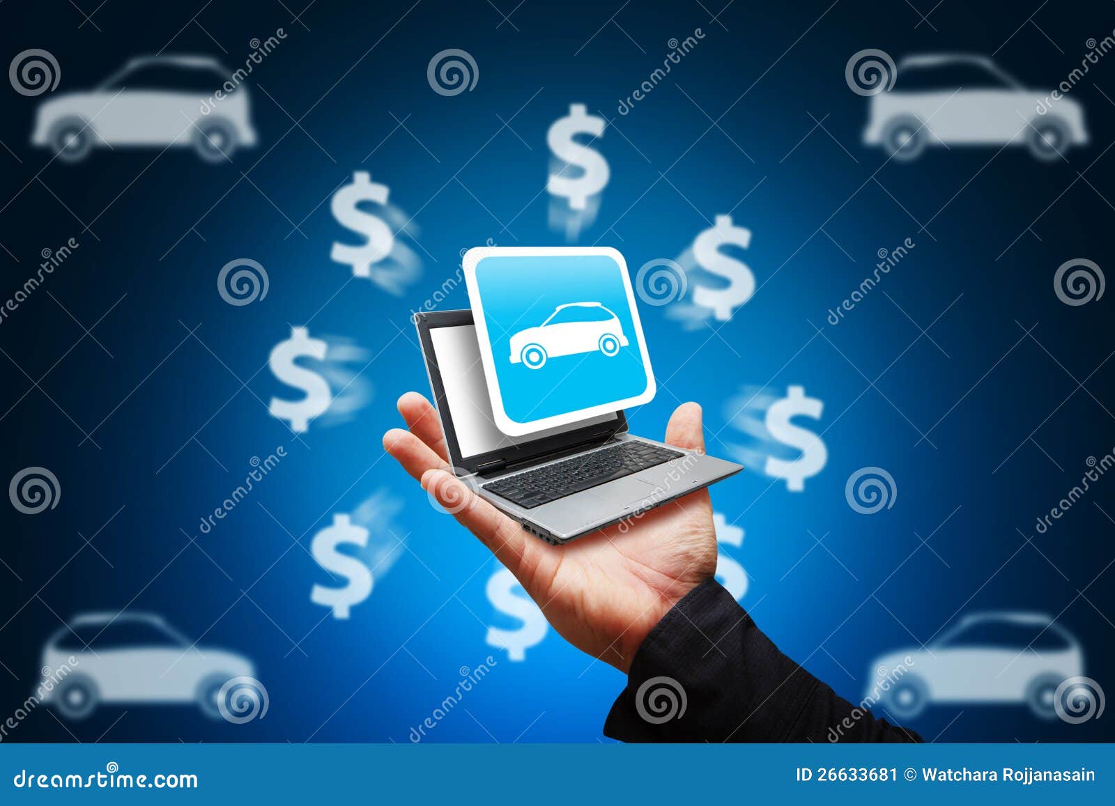 Smart Hand Hold the Car Icon from Laptop Stock Image - Image of choice ...