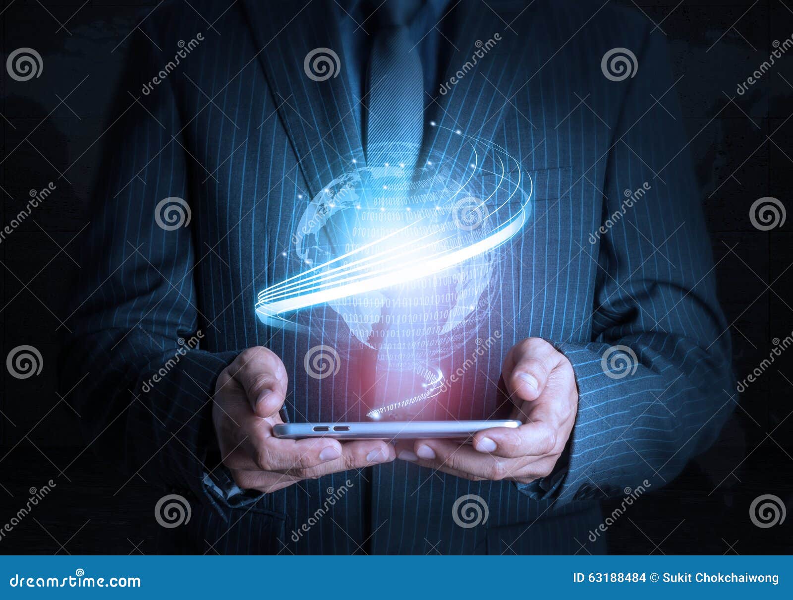 Smart Hand Holding Tablet Futuristic Connection Technology Stock Photo ...