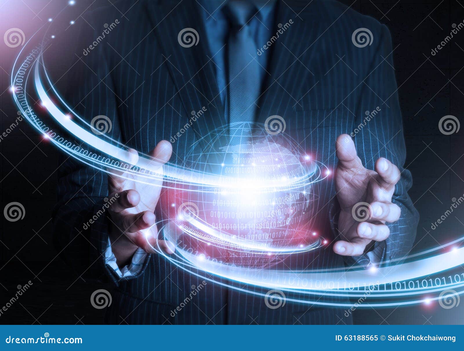 Smart Hand Holding World Futuristic Connection Technology Stock Image ...