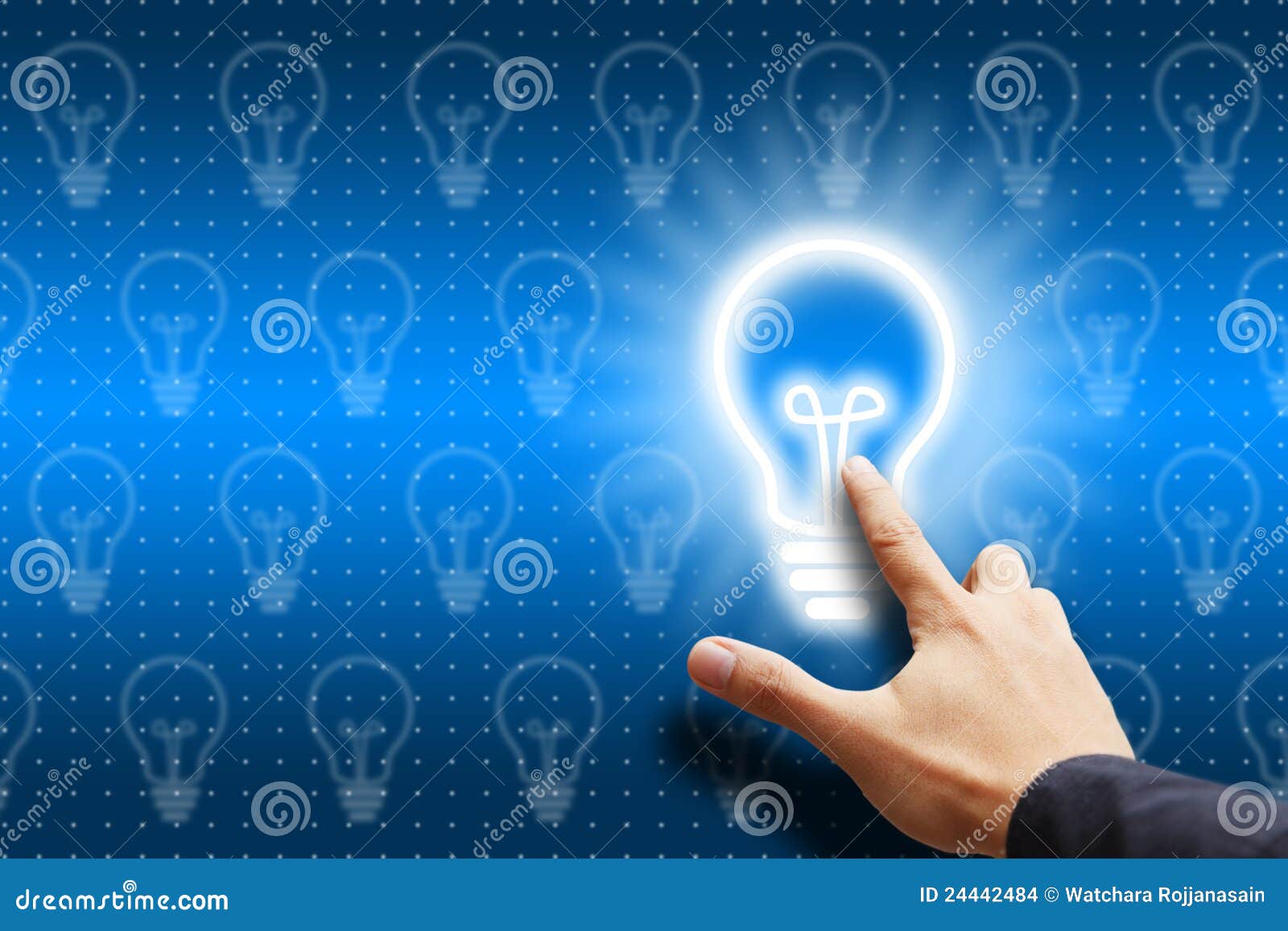 Smart Hand Point To Light Bulb Stock Photo - Image of idea, point: 24442484