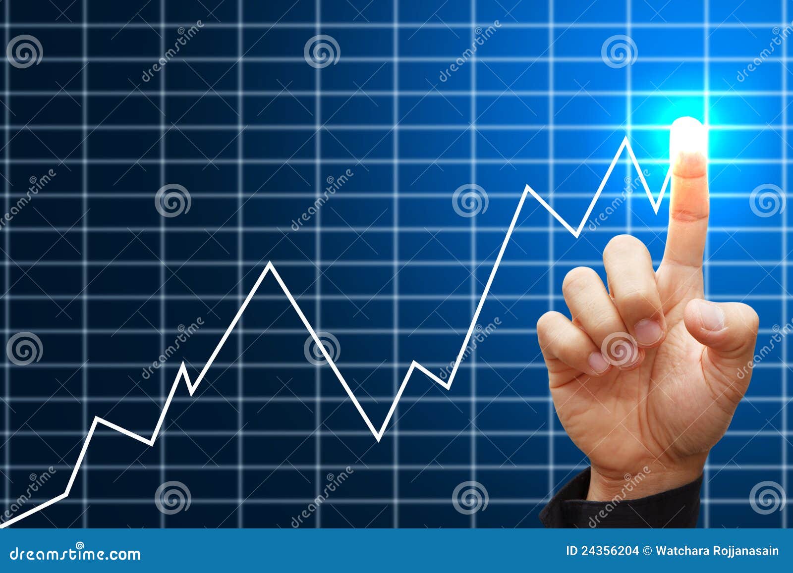 Smart Hand Press Growth High Graph Stock Photo - Image of creative ...