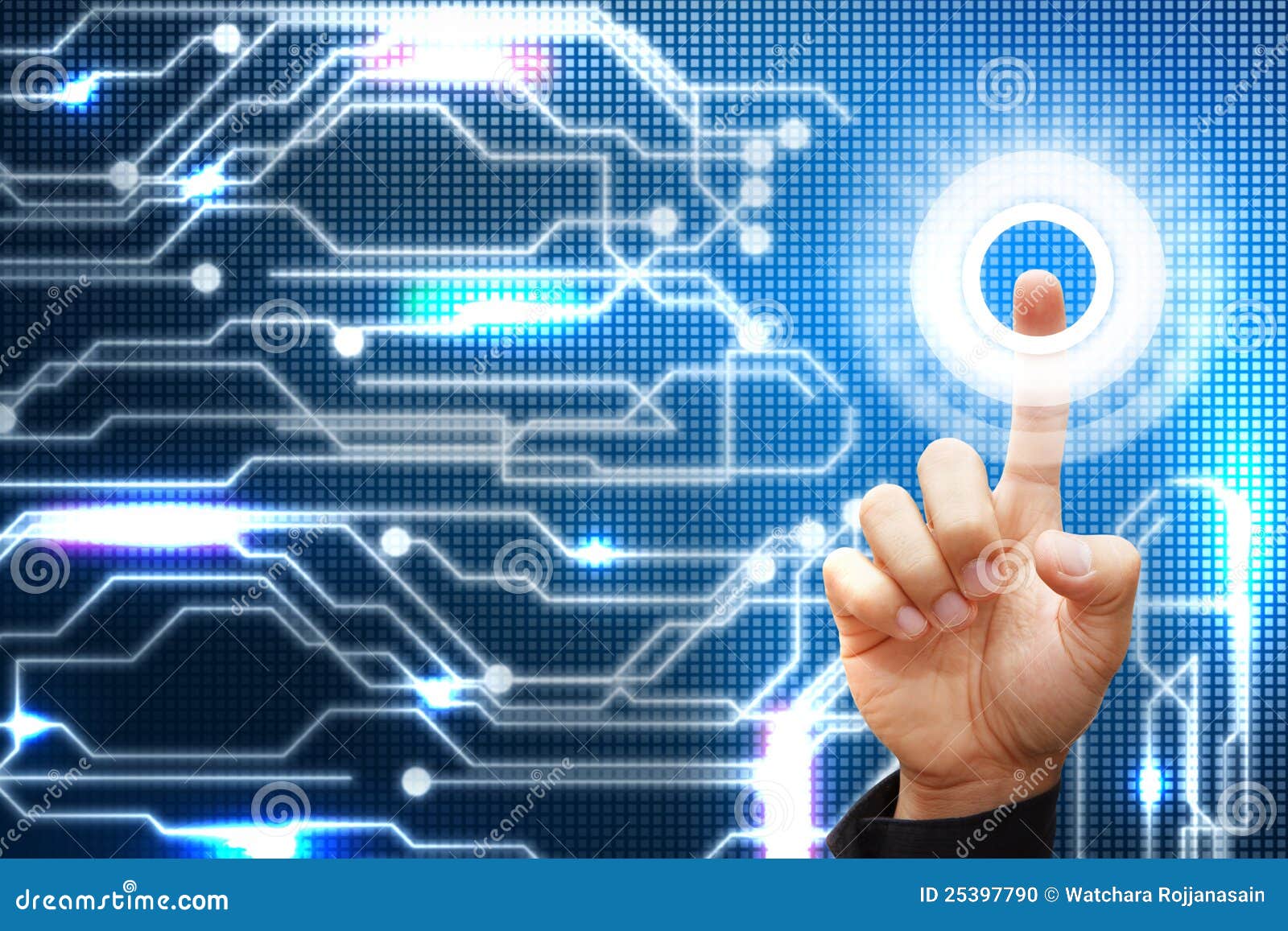 Smart Hand Press Power Button Stock Photo - Image of hand, electric ...