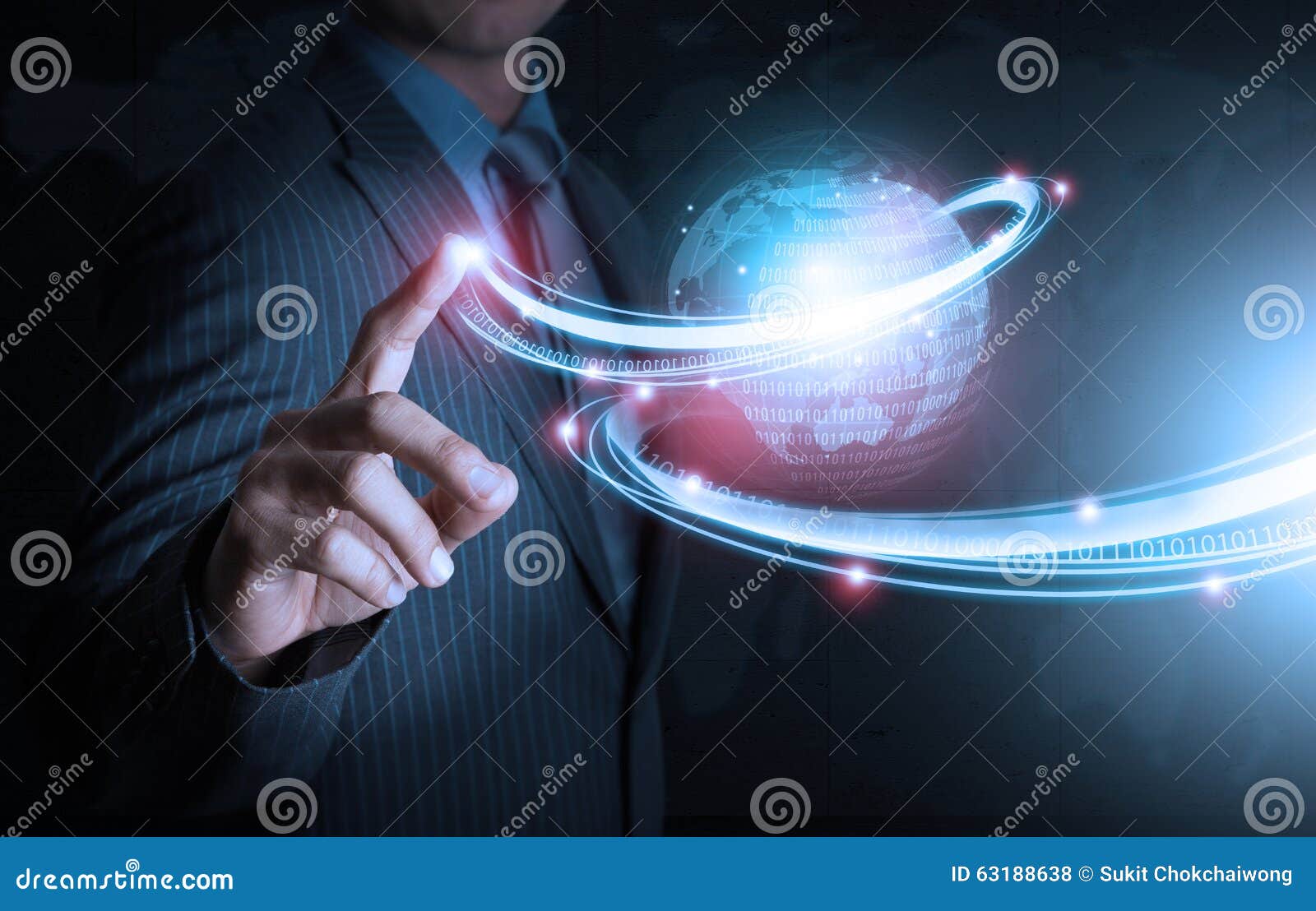Smart Hand Push Futuristic Connection Technology Stock Photo - Image of ...