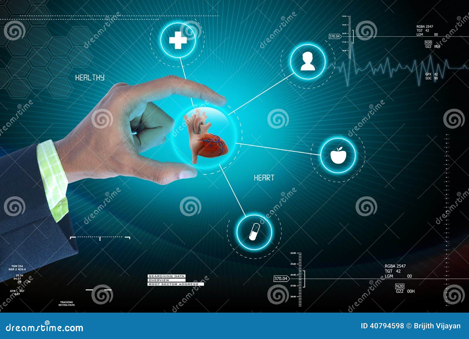 Smart Hand Showing Human Heart Stock Photo - Image of heart, circuit ...