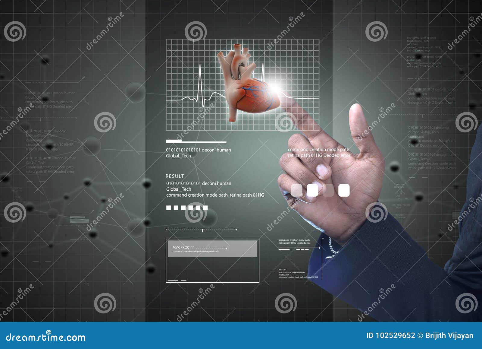 Smart Hand Showing Human Heart Stock Illustration - Illustration of ...