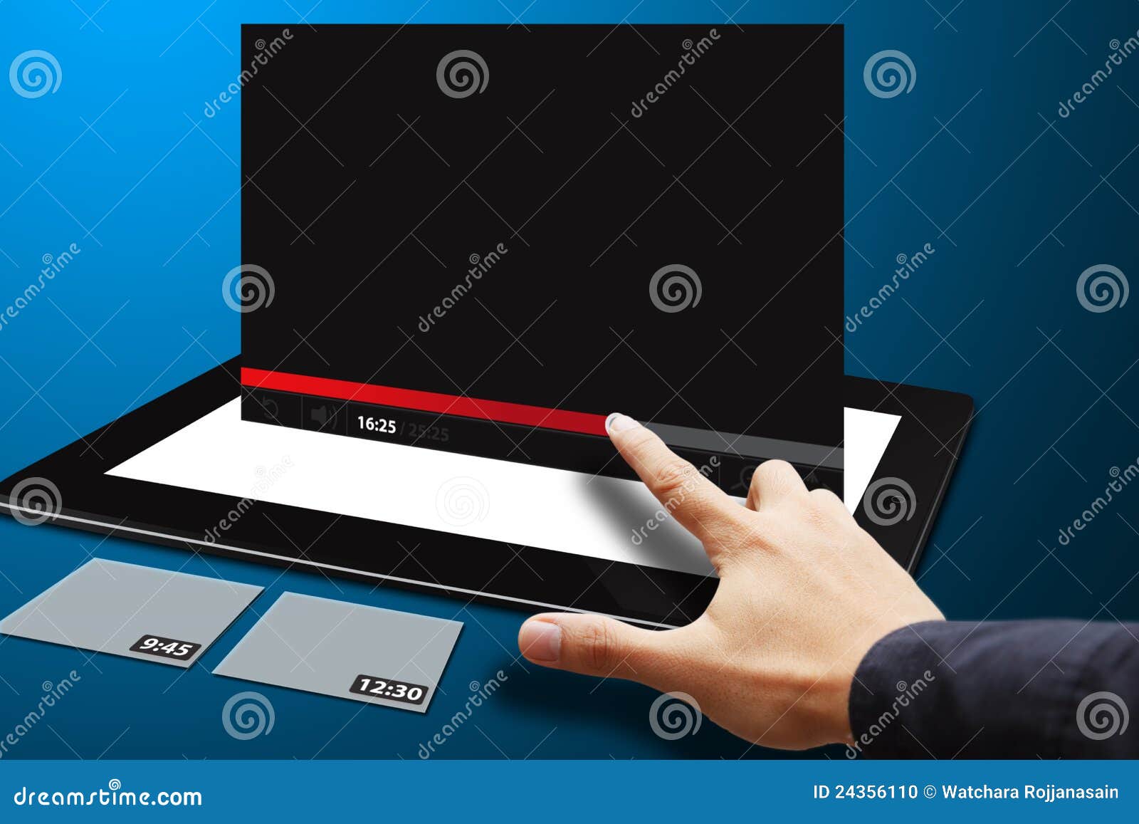 Smart Hand Touch the VDO Download Bar on Tablet Stock Photo - Image of ...