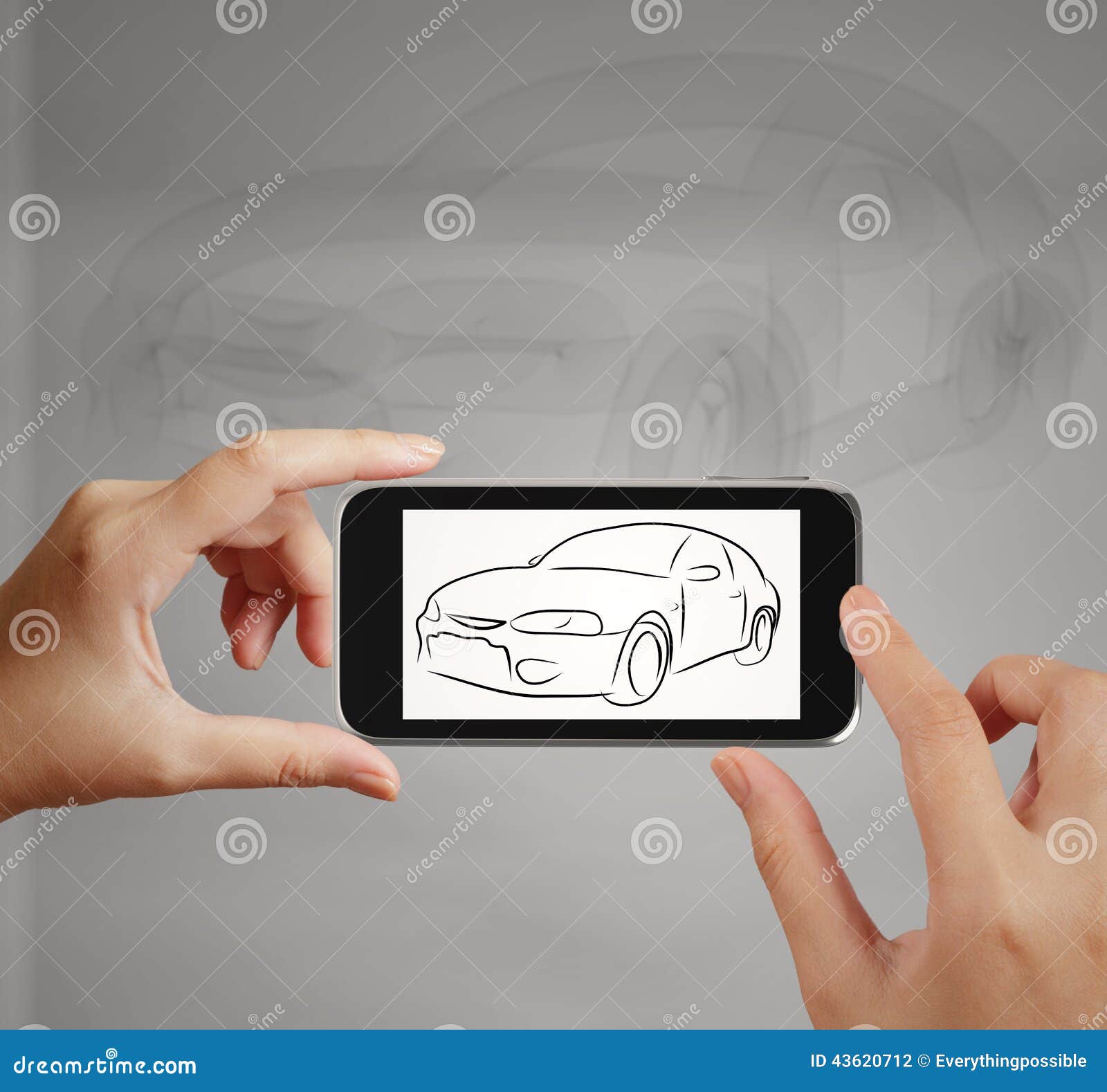 Smart Hand Using Touch Screen Phone Take Photo of Car Icon Stock Photo ...