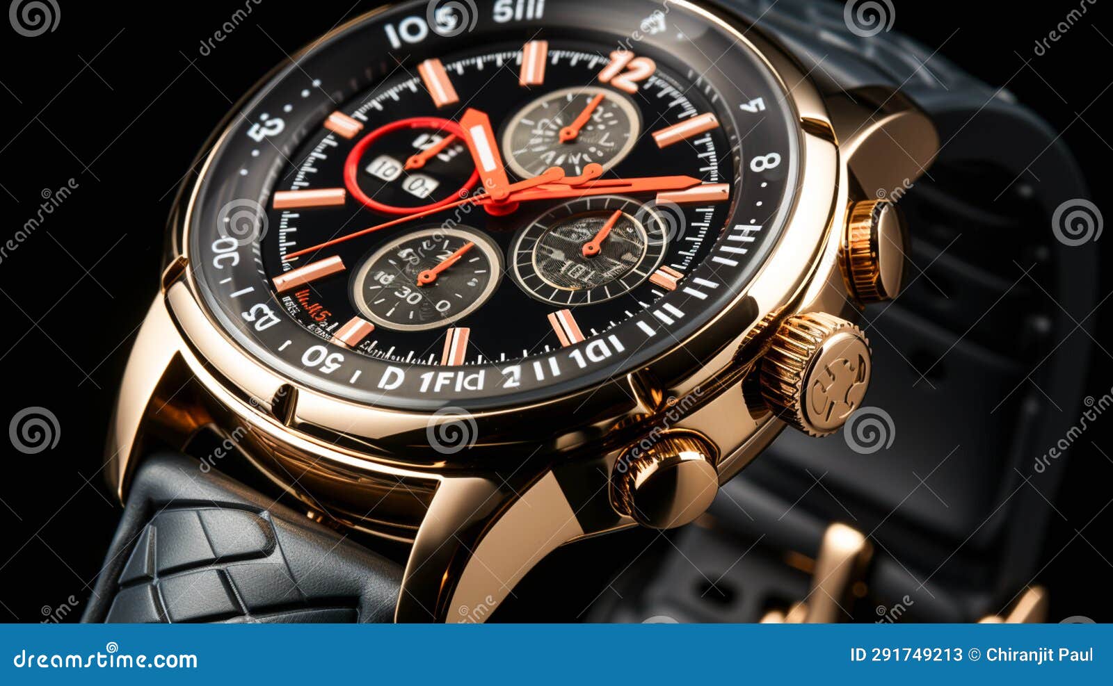 Smart Hand Watch on Black Background Stock Image - Image of device ...