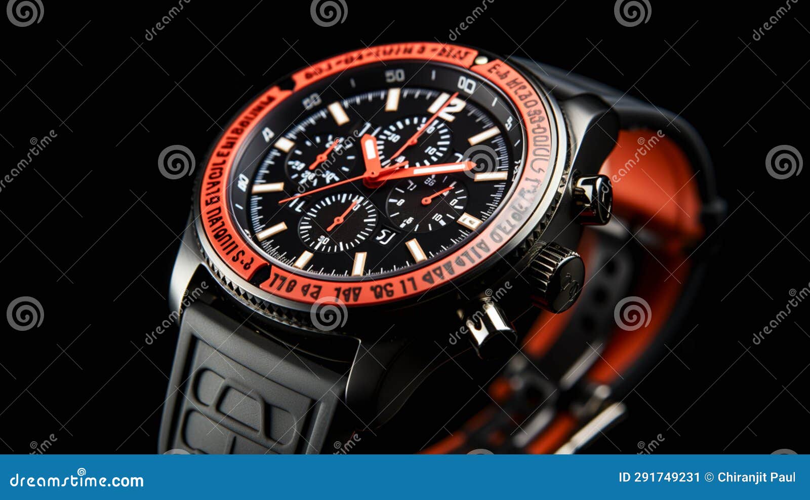 Smart Hand Watch on Black Background Stock Image - Image of interface ...