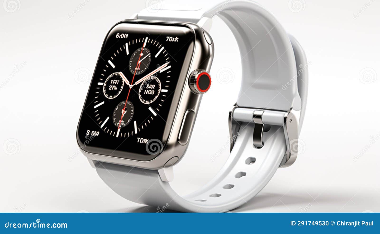 Smart Hand Watch on White Background Stock Photo - Image of display ...