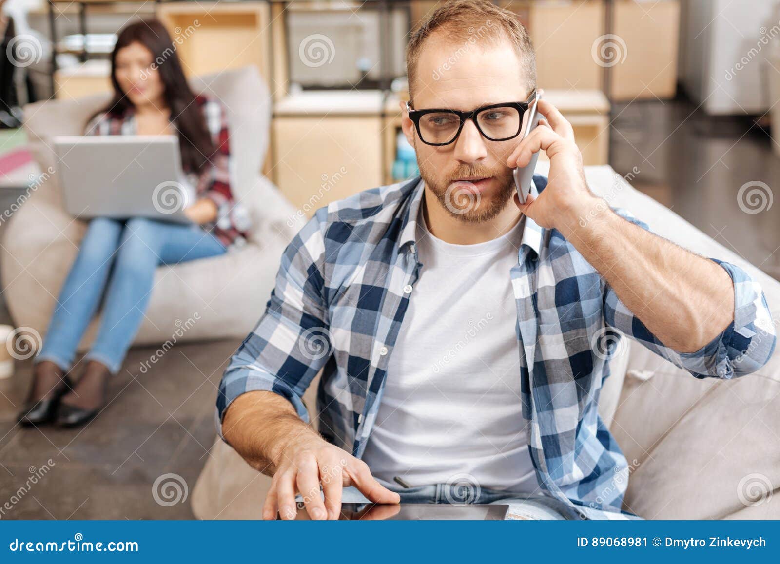 Smart Handsome Man Having a Phone Conversation Stock Image - Image of ...
