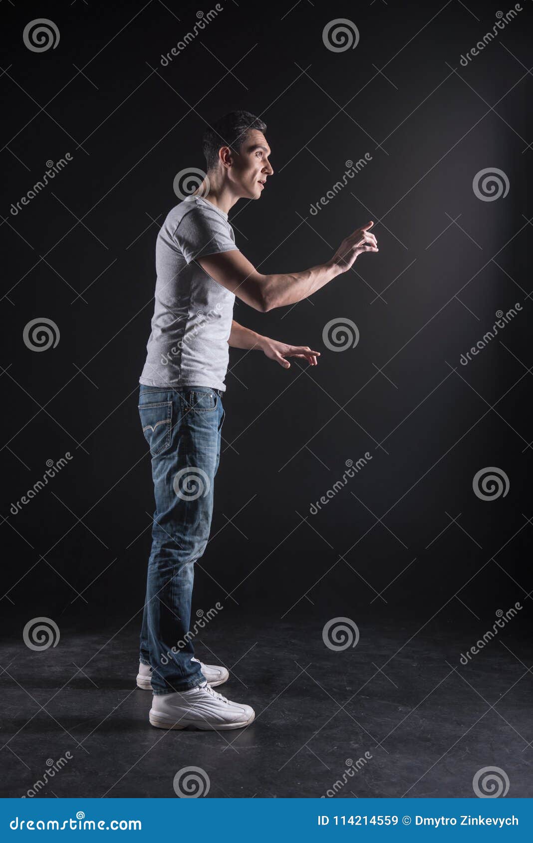 Smart Handsome Man Using Sensory Panel Stock Image - Image of manhood ...