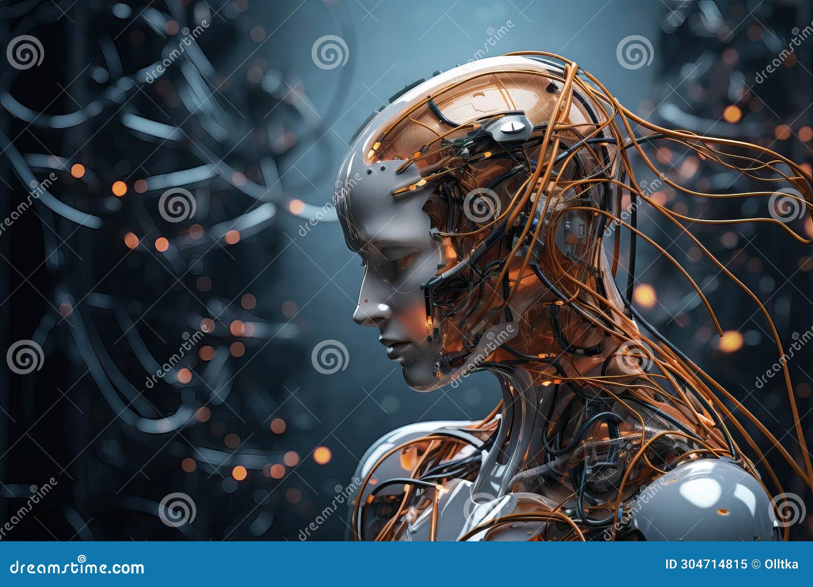 Smart Handsome Robot Female, Technology Stock Image - Image of android ...