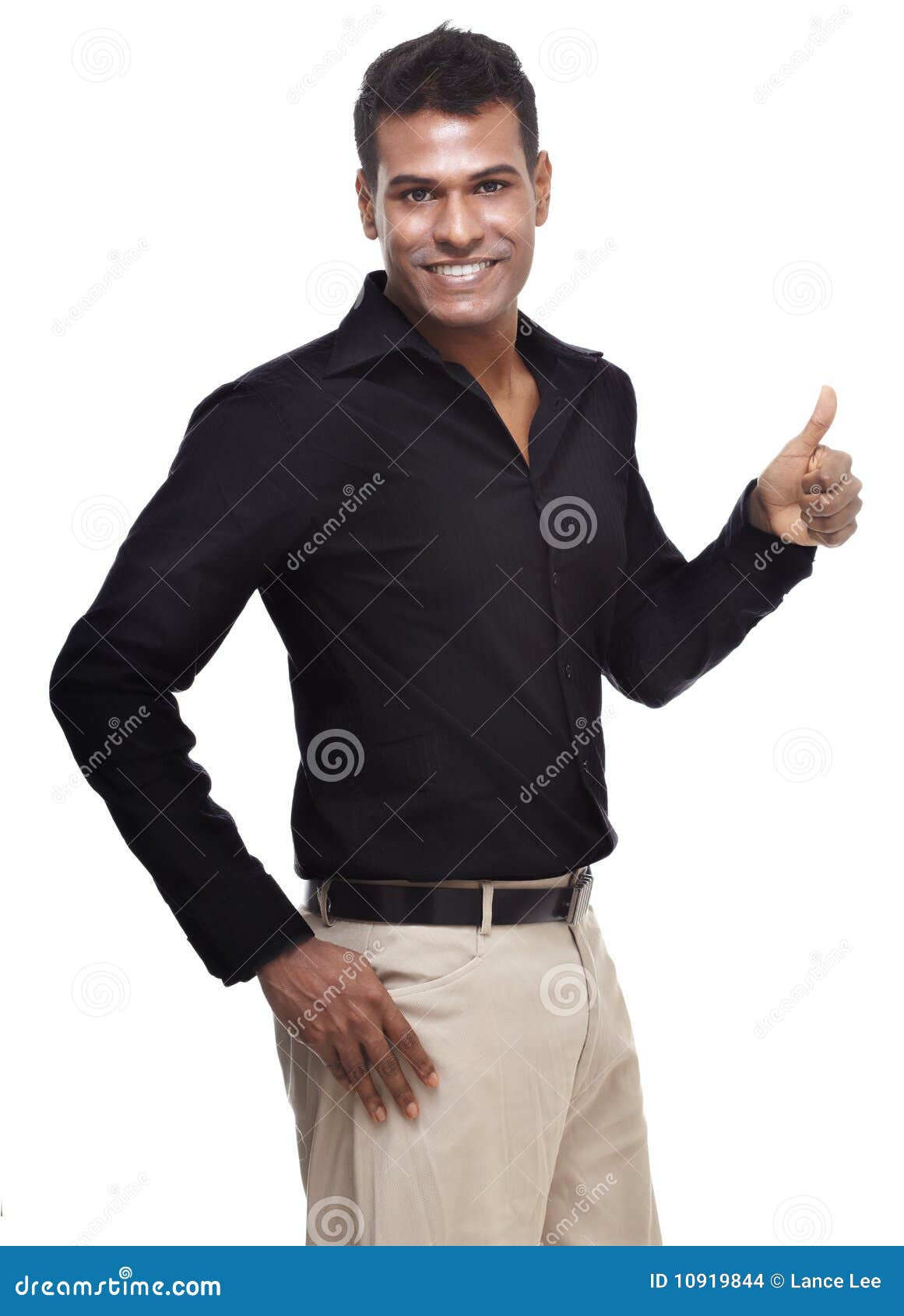 Smart, Handsome, Young Indian Man Giving Thumbs Up Stock Photo - Image ...