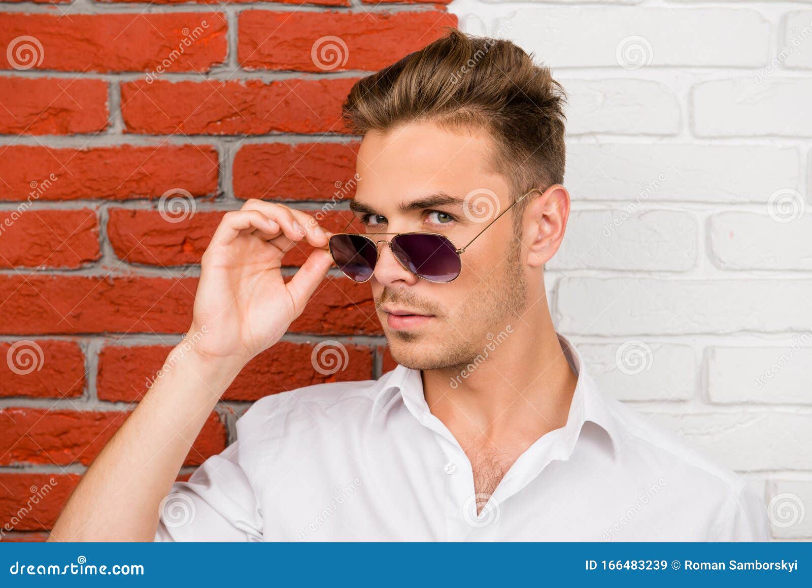 Smart Handsome Young Man Holding His Glasses Stock Image - Image of ...