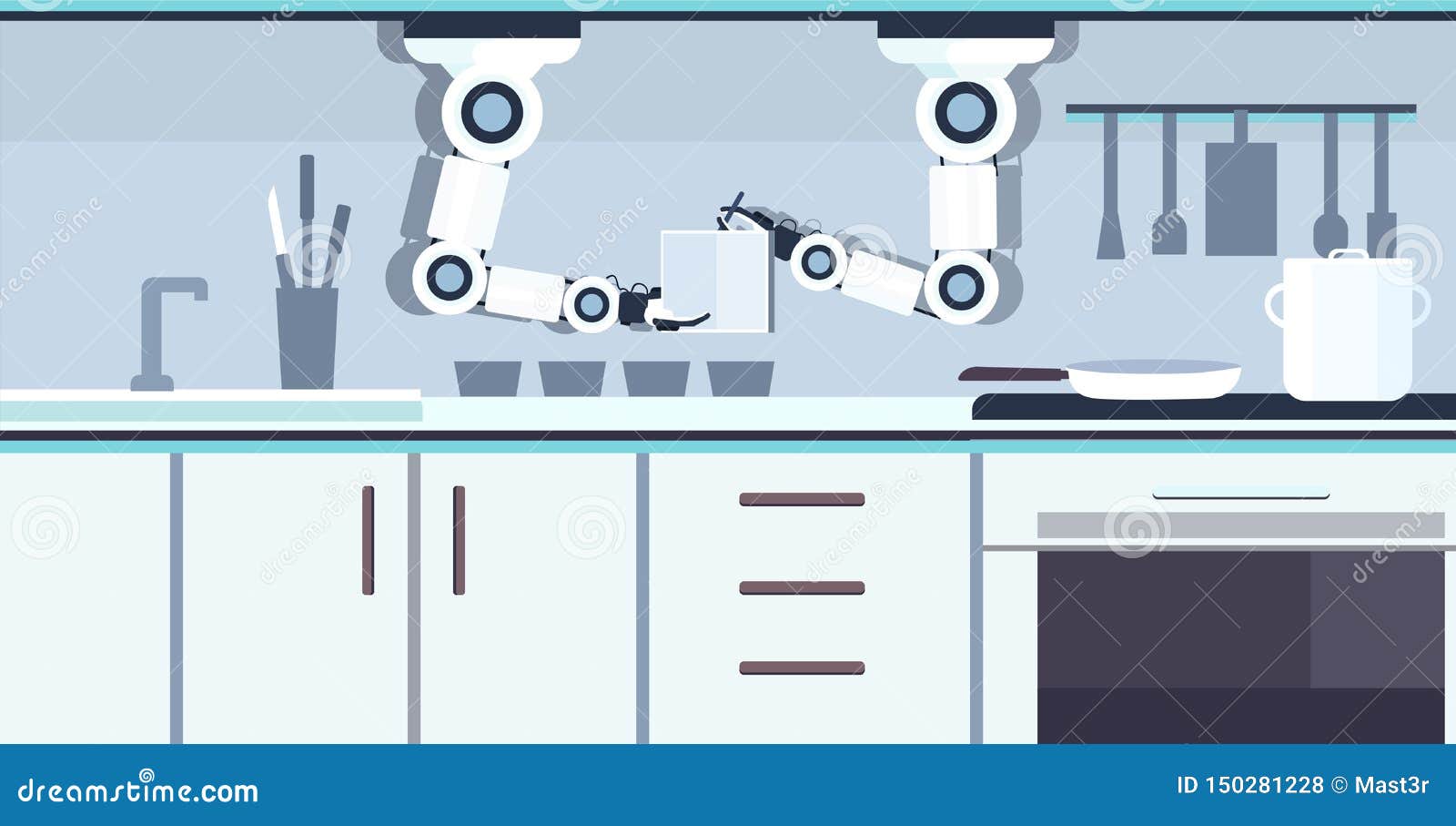 Smart Handy Chef Robot Kitchen Assistant Concept Modern Automation ...