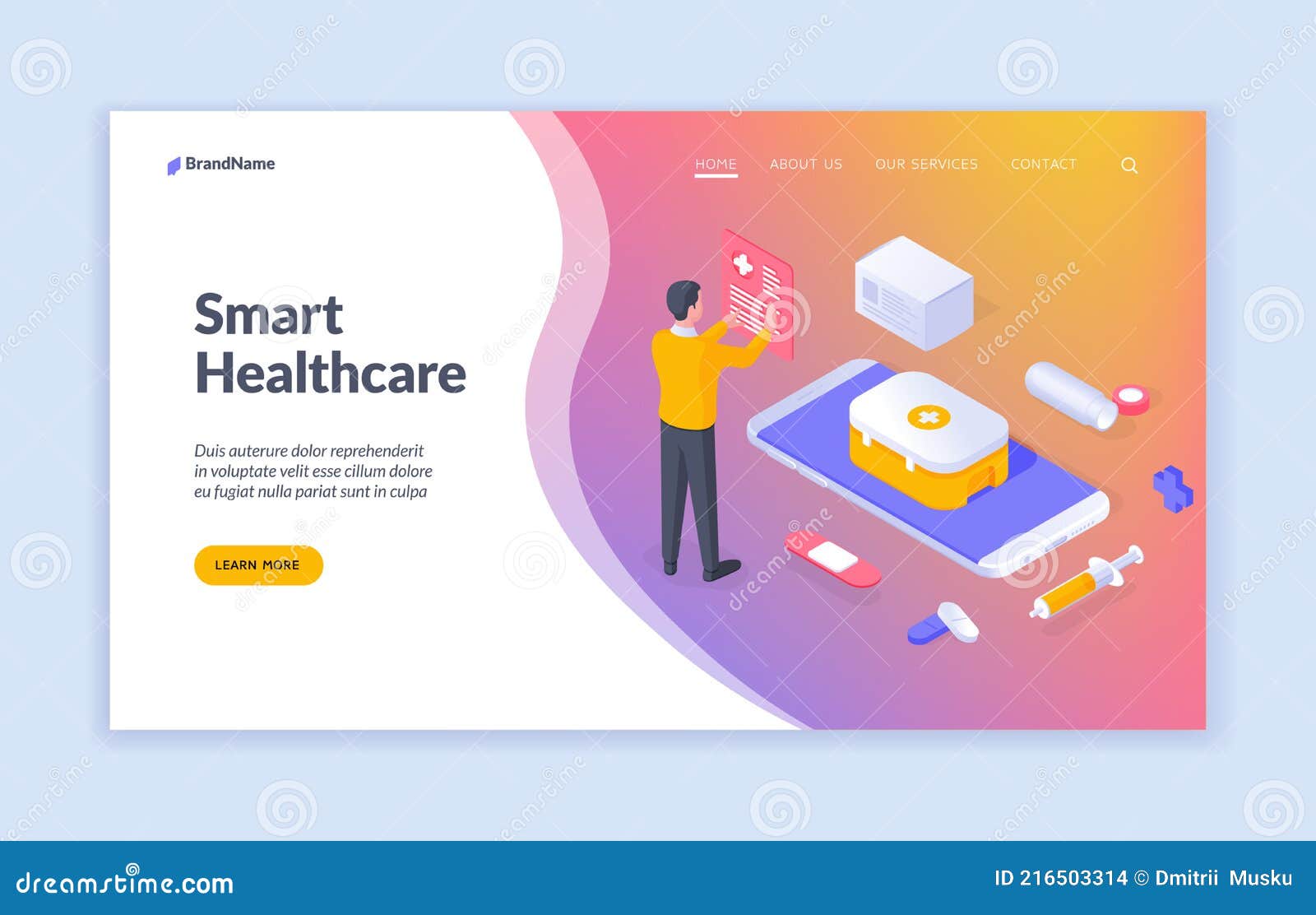 Smart Healthcare Service. Isometric Landing Page Banner Stock Vector ... Smart Healthcare Service. Isometric Landing Page Banner Stock Vector ...