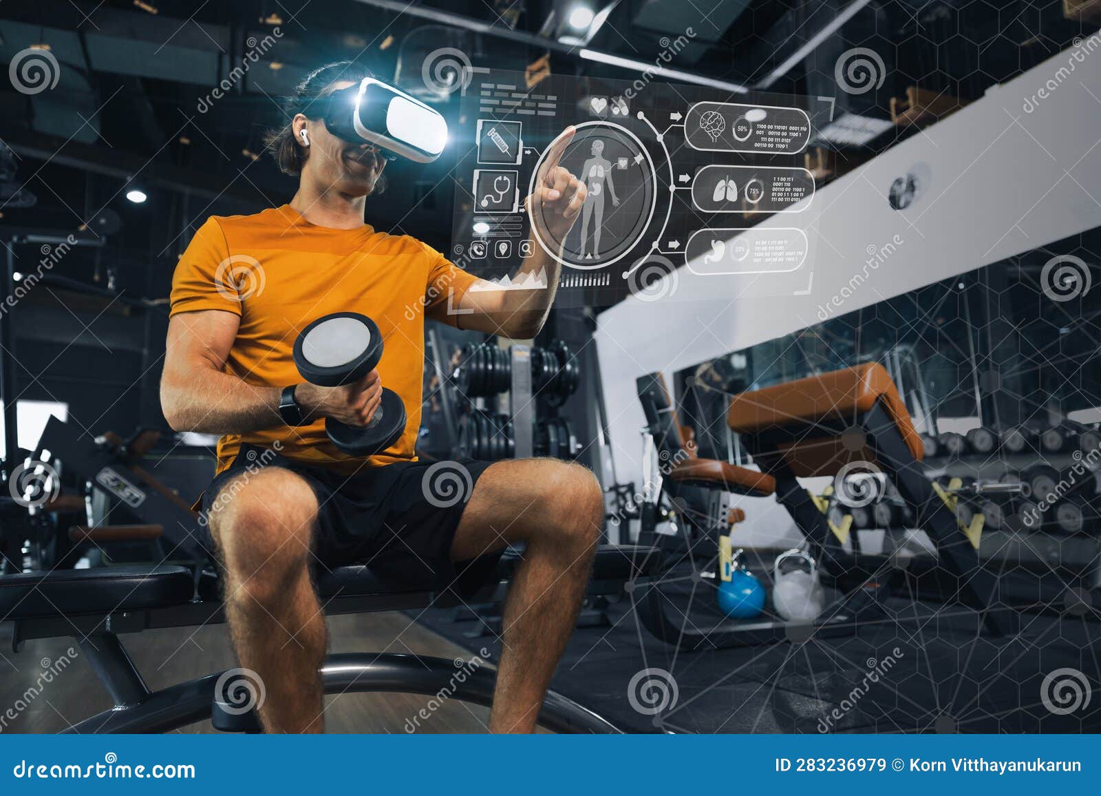 Smart Healthy Tech Savvy Sport People Using Advanced Visual Body ...