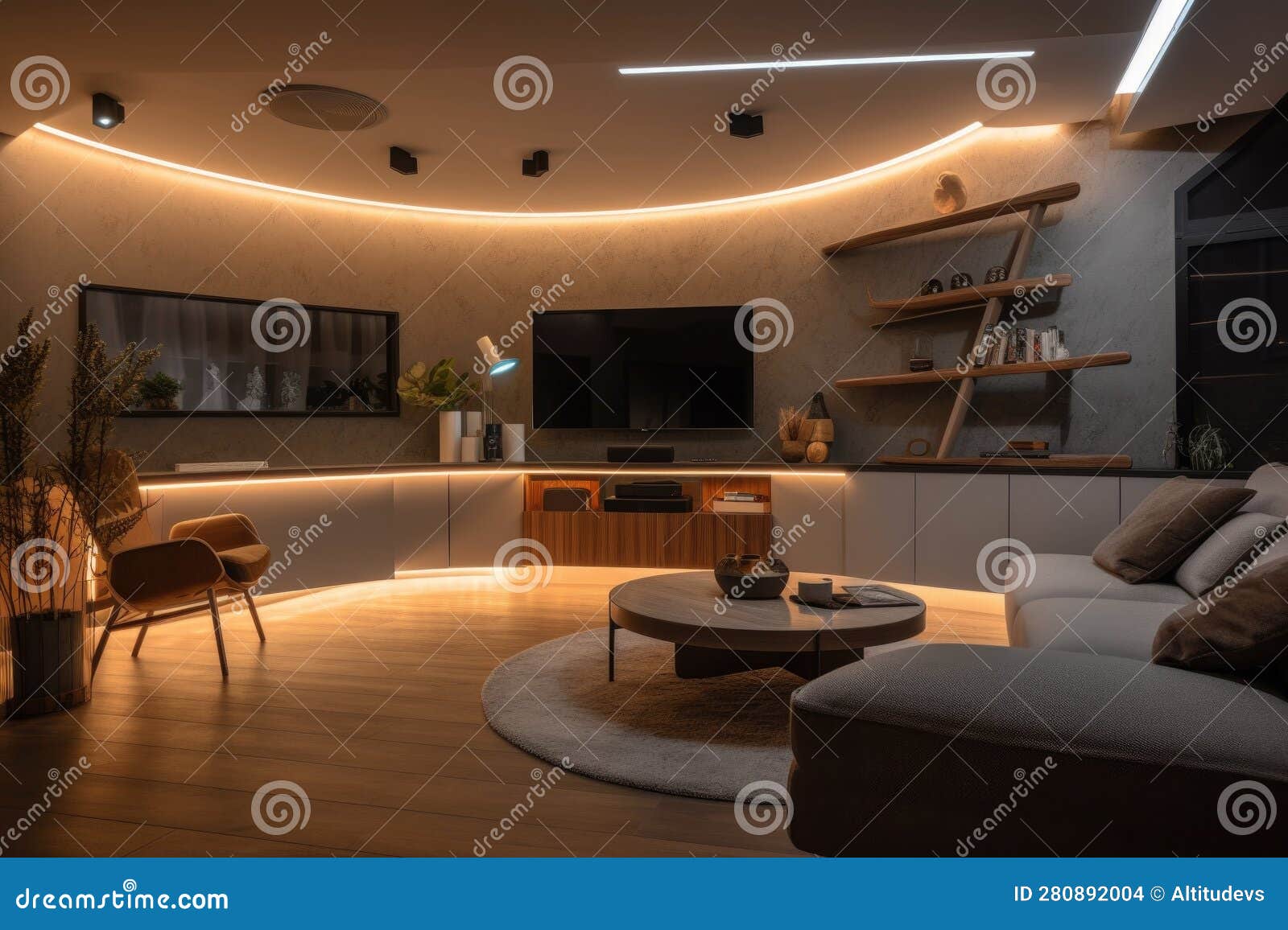 Smart Home With Ambient Lighting And Music, Ready For Welcome And ...