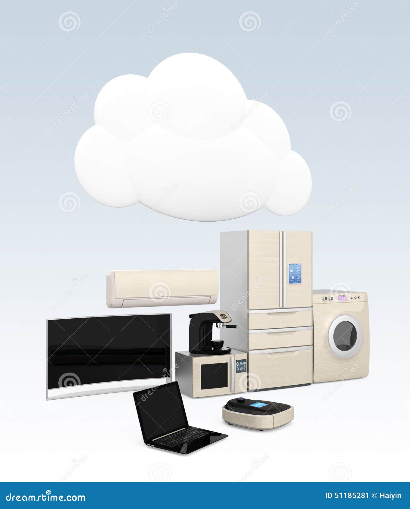 Smart Home Appliances with Cloud Object for IoT Concept Stock ...