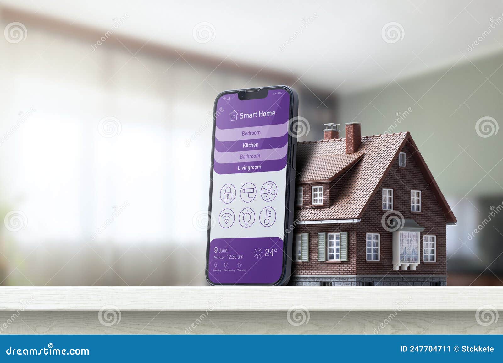 Smart Home Application and Model House Stock Image - Image of network ...