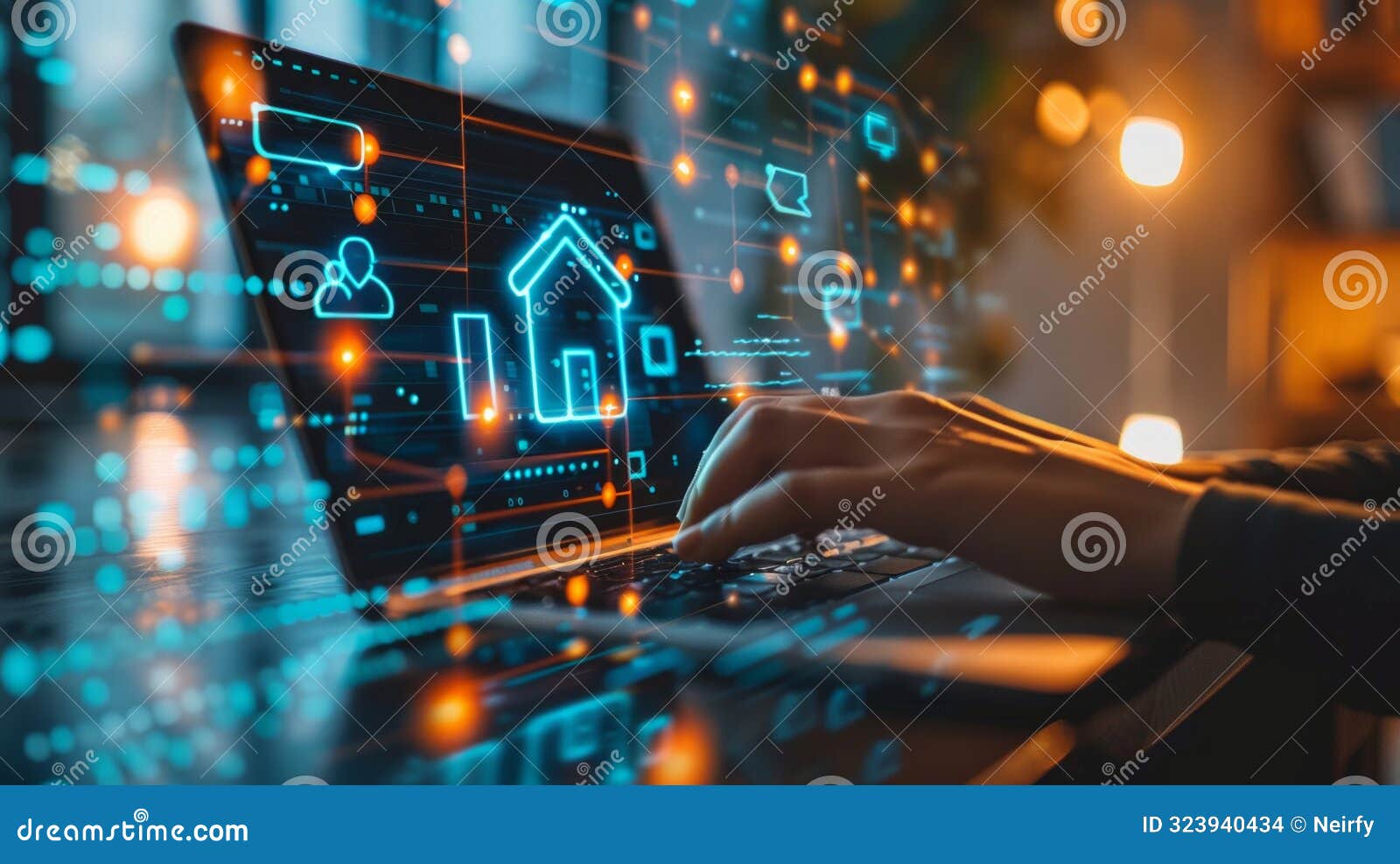 Smart Home Automation App Interface Onlaptop To Control House Stock ...