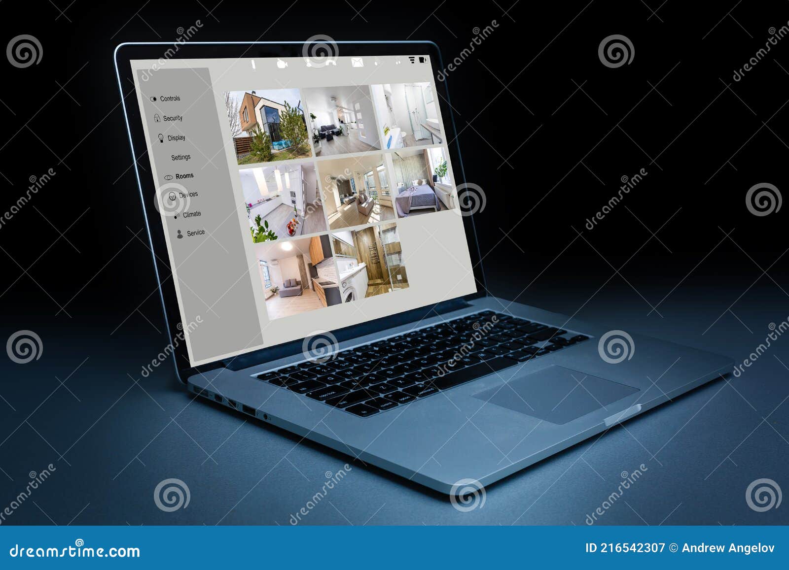 Smart Home Automation App Interface on Laptop To Control House with ...