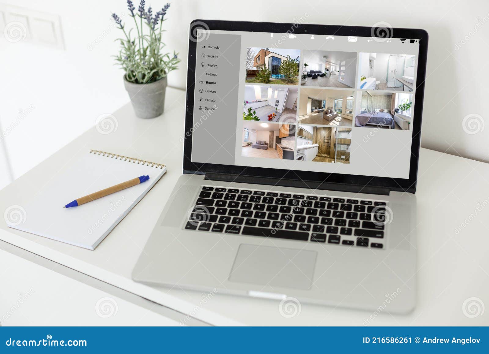 Smart Home Automation App Interface on Laptop To Control House with ...