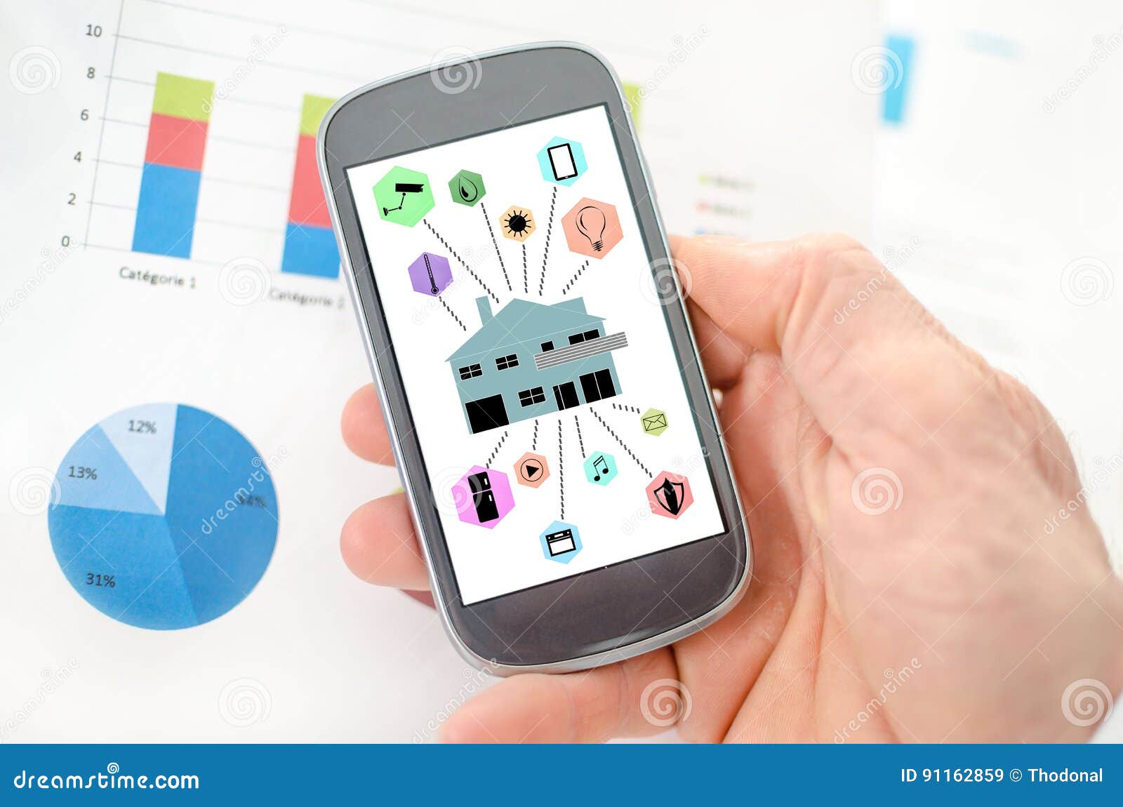 Smart Home Automation Concept on a Smartphone Stock Image - Image of ...