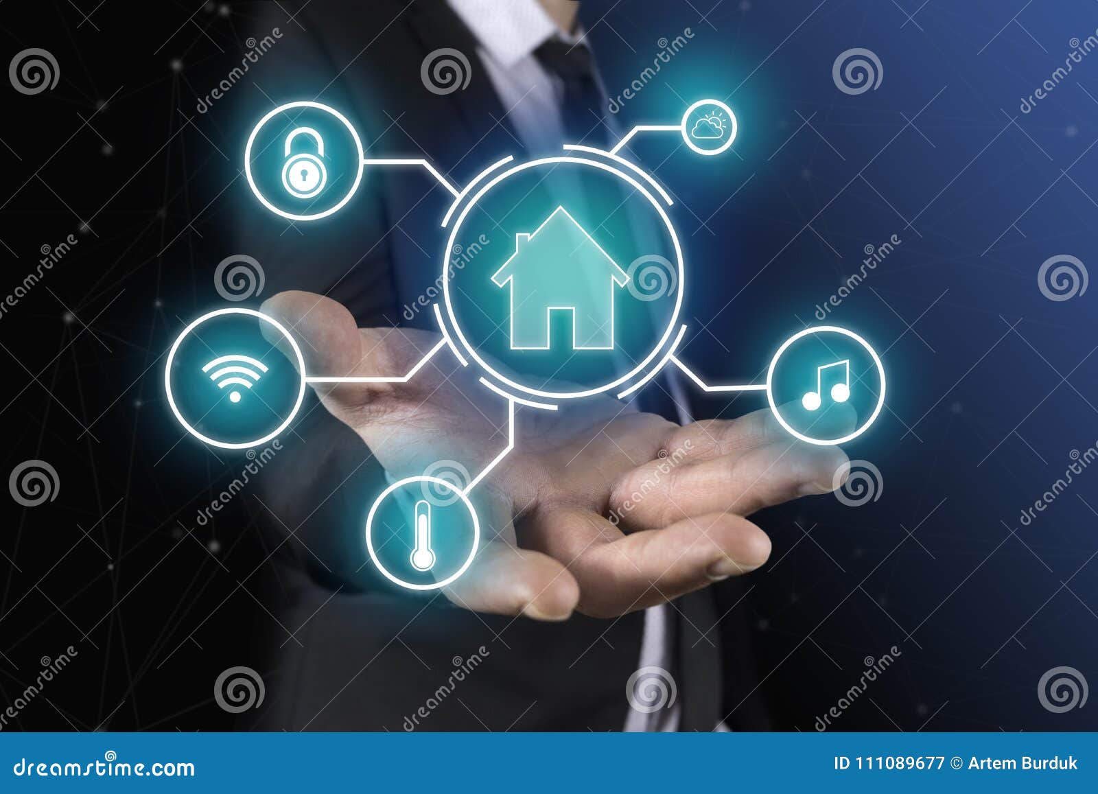Smart Home Automation Concept on Virtual Screen Stock Image - Image of ...