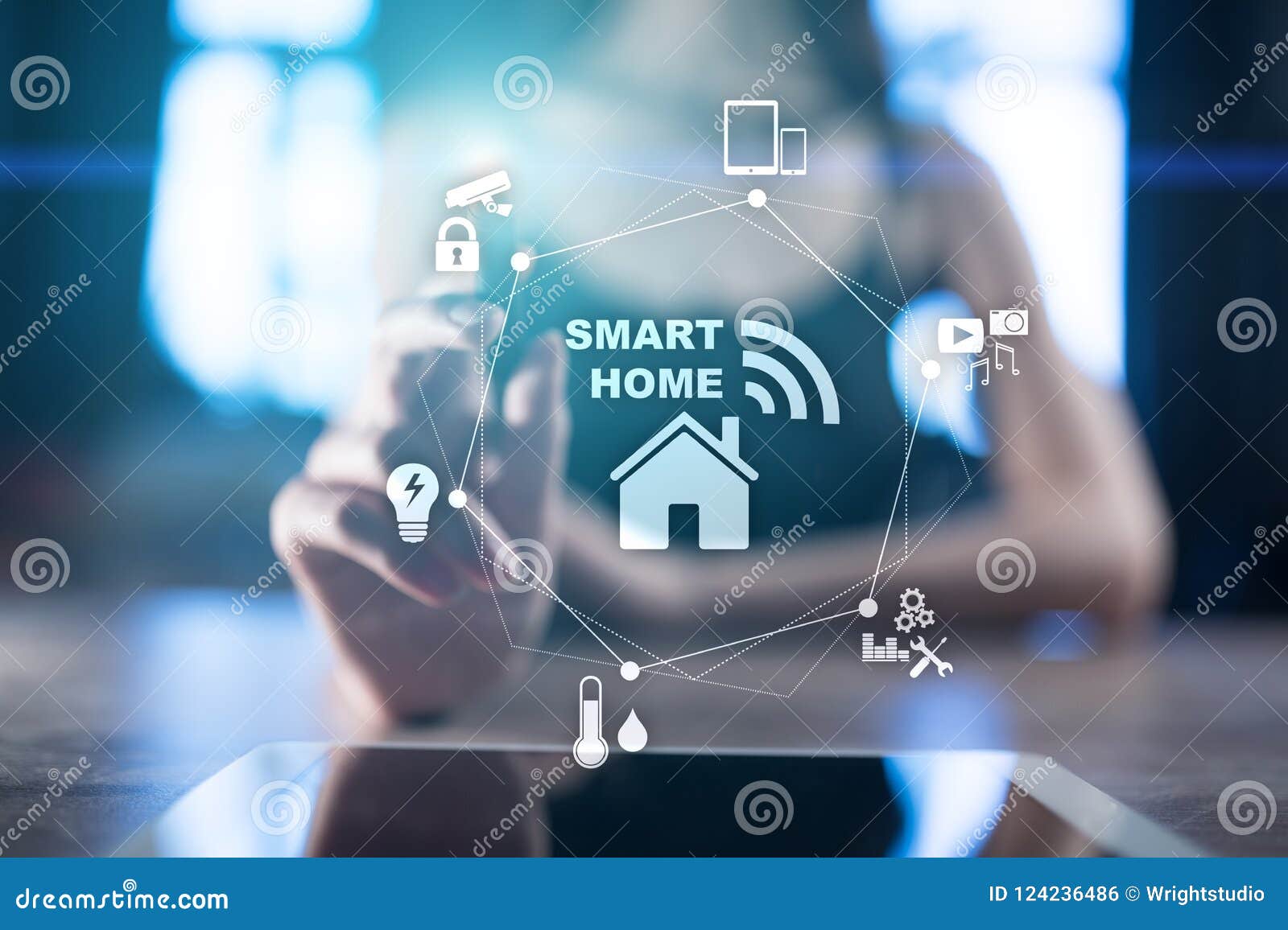 Smart Home Automation Concept on Virtual Screen. Stock Photo - Image of ...