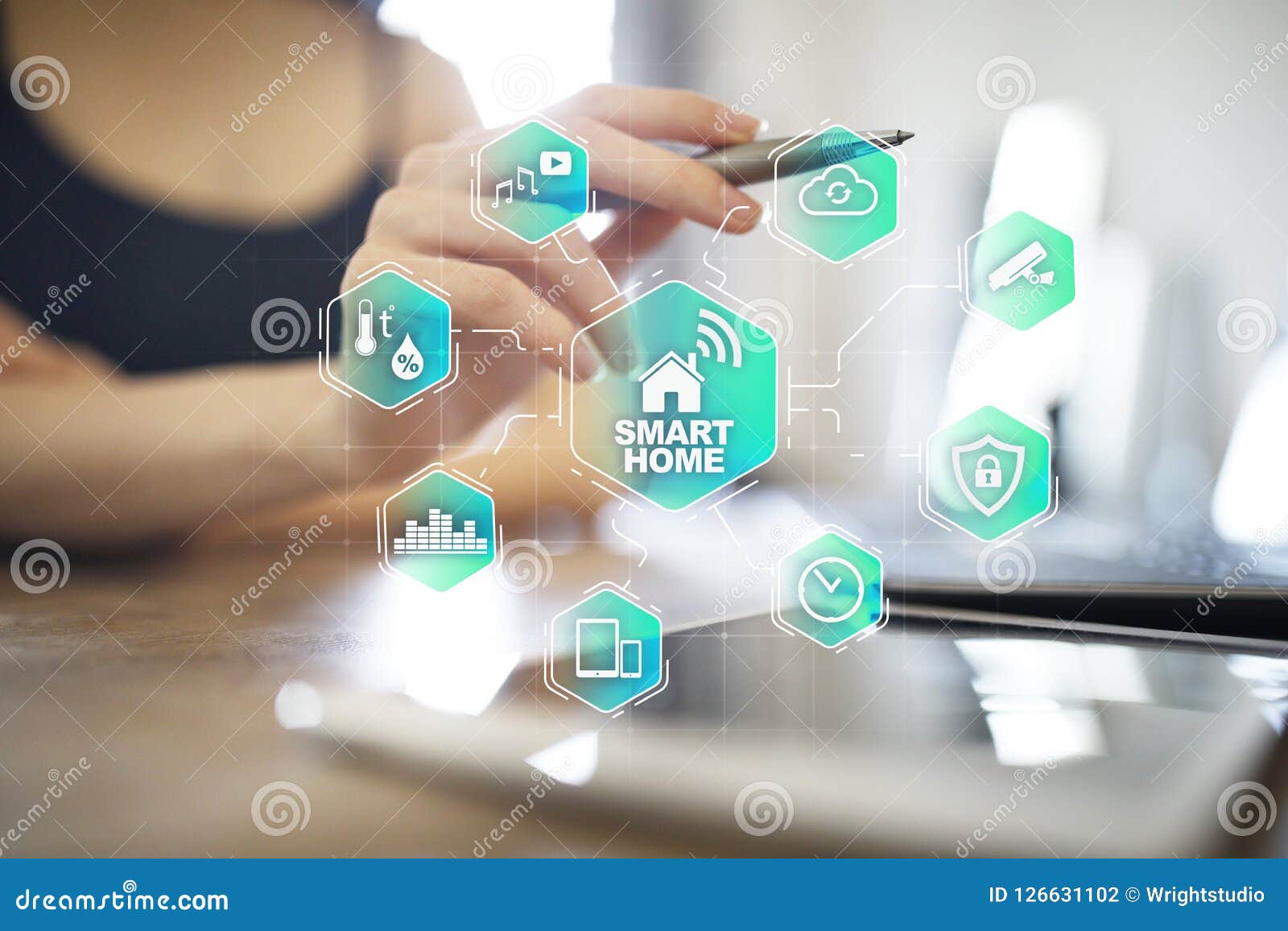 Smart Home Automation Concept on Virtual Screen. Stock Photo - Image of ...