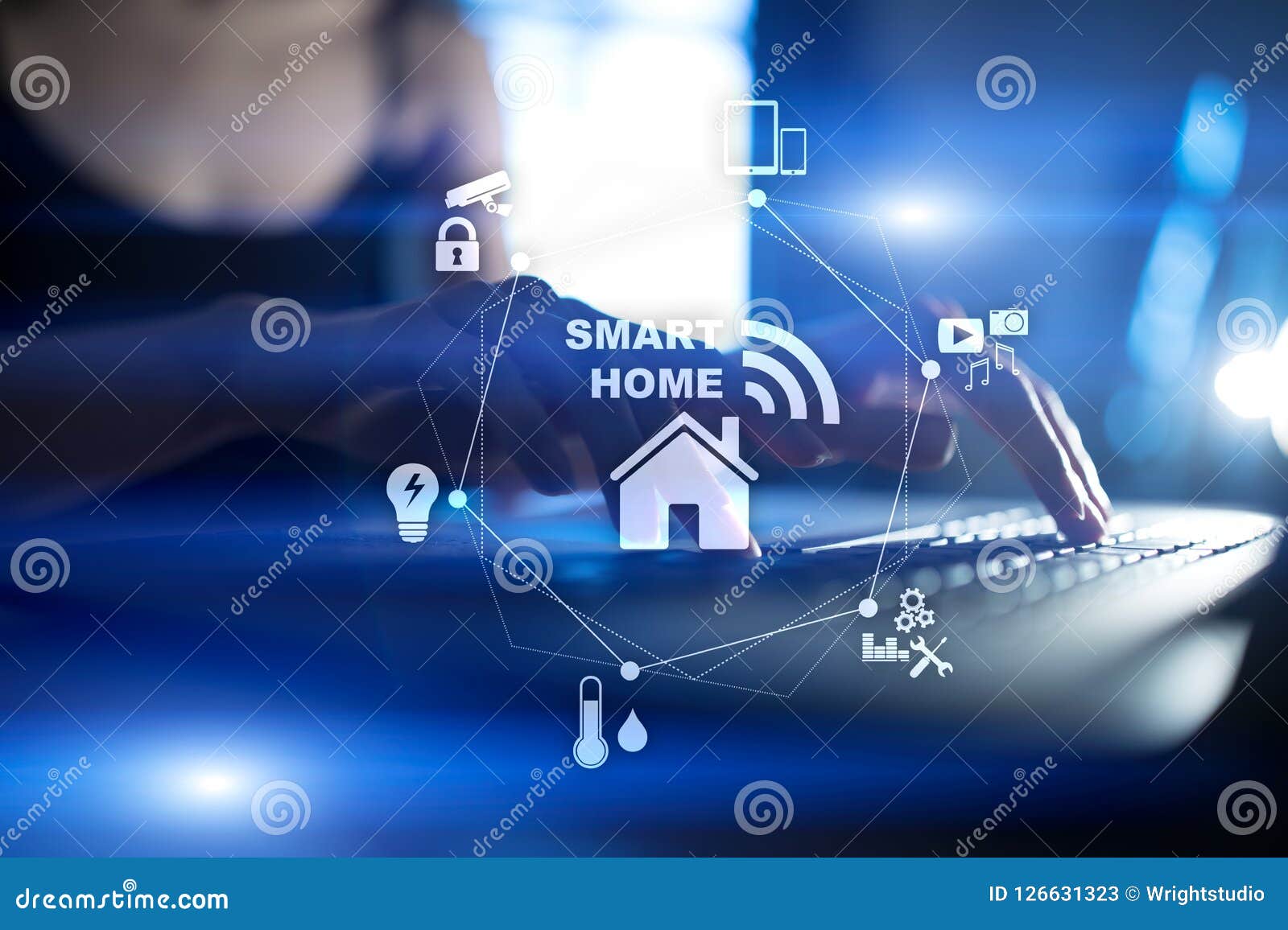 Smart Home Automation Concept on Virtual Screen. Stock Illustration ...