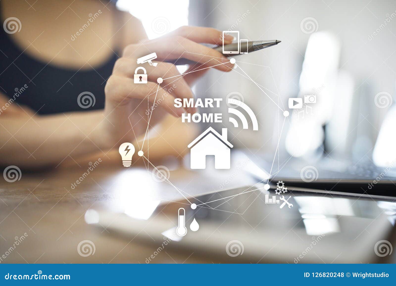 Smart Home Automation Concept on Virtual Screen. Stock Photo - Image of ...