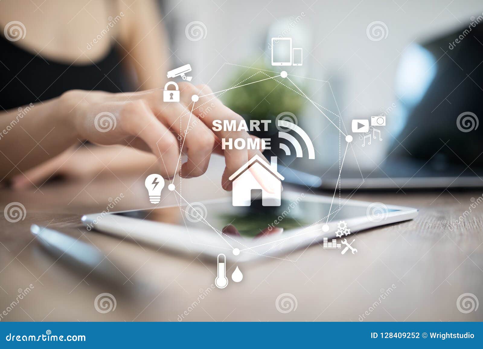 Smart Home Automation Concept on Virtual Screen. Stock Photo - Image of ...