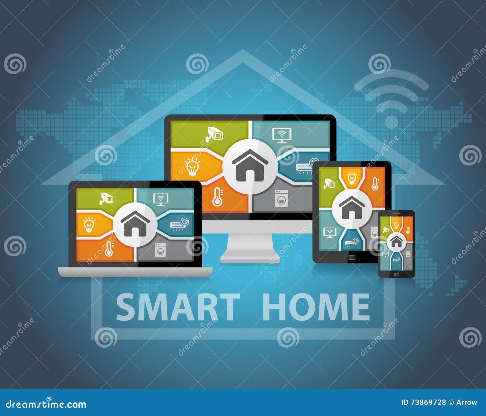 Smart Home Automation Control Apps Responsive Web Design Stock ...