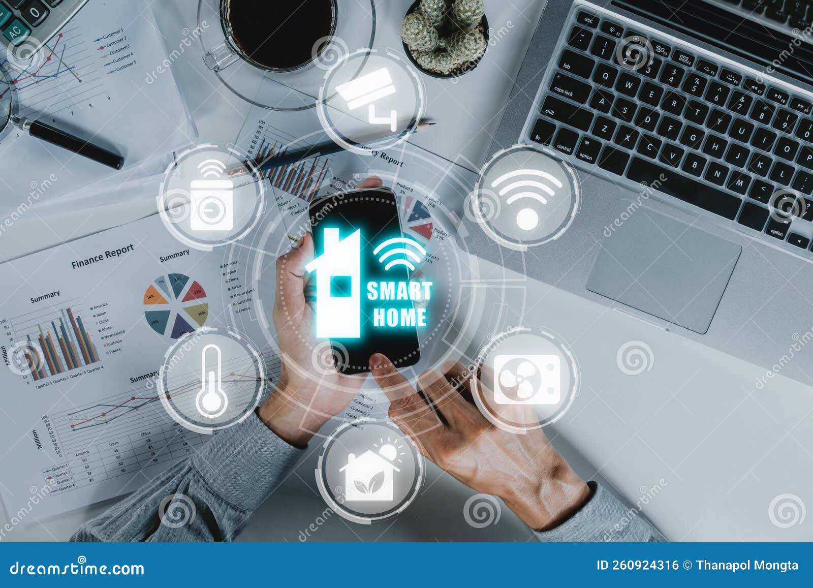 Smart Home Automation Control System, Man Hand Using Smart Phone with ...