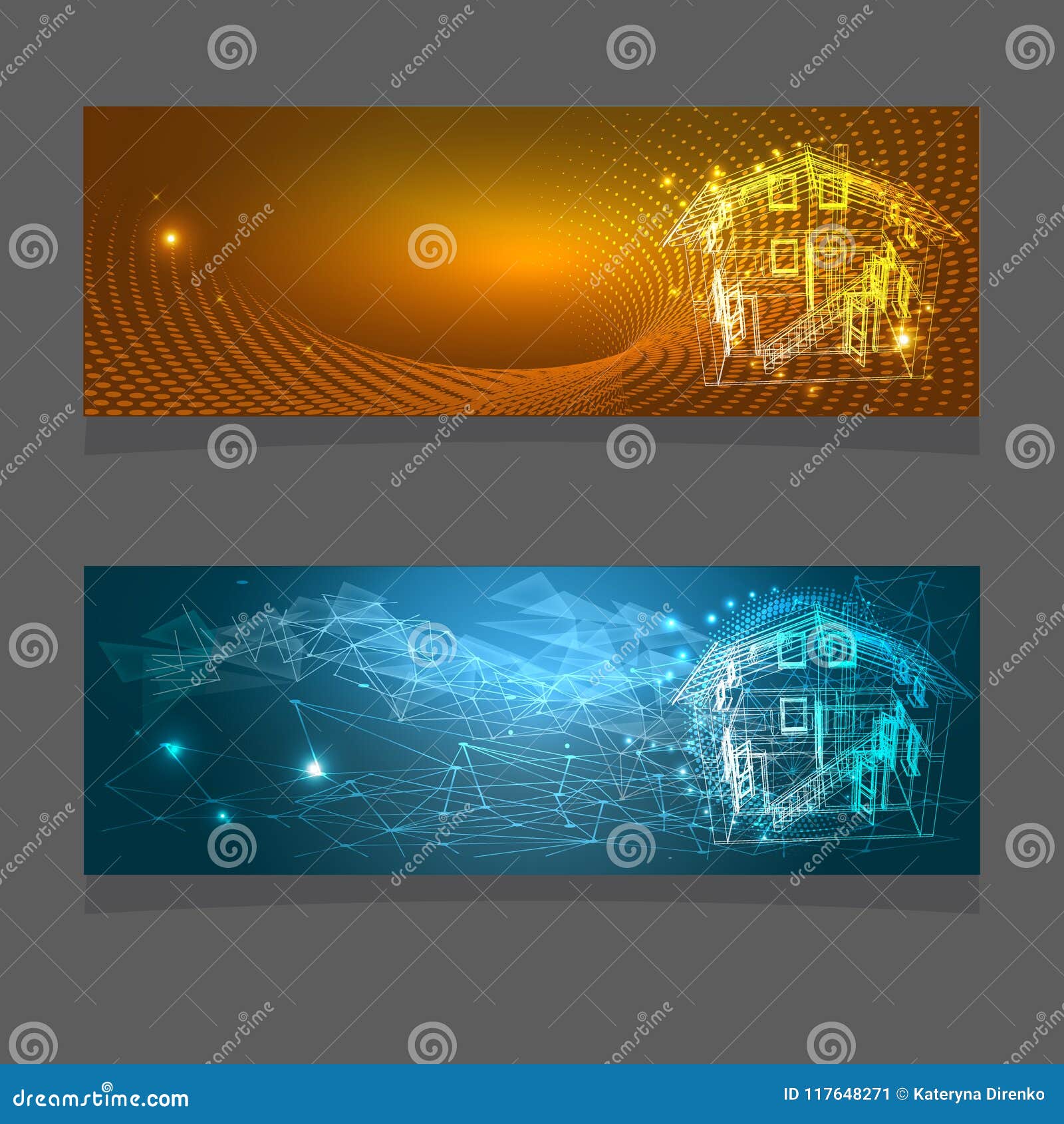Smart Home. Banner 3d Design Style Vector Illustration Concept of Smart ...