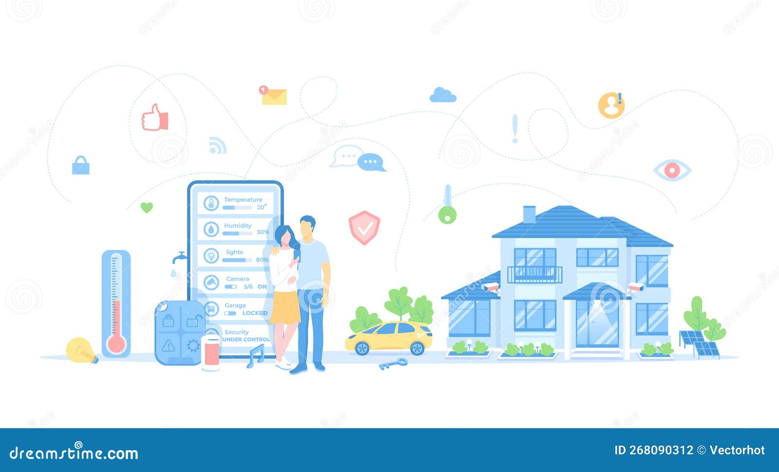 Smart Home with Central Control System. House Automation Concept ...