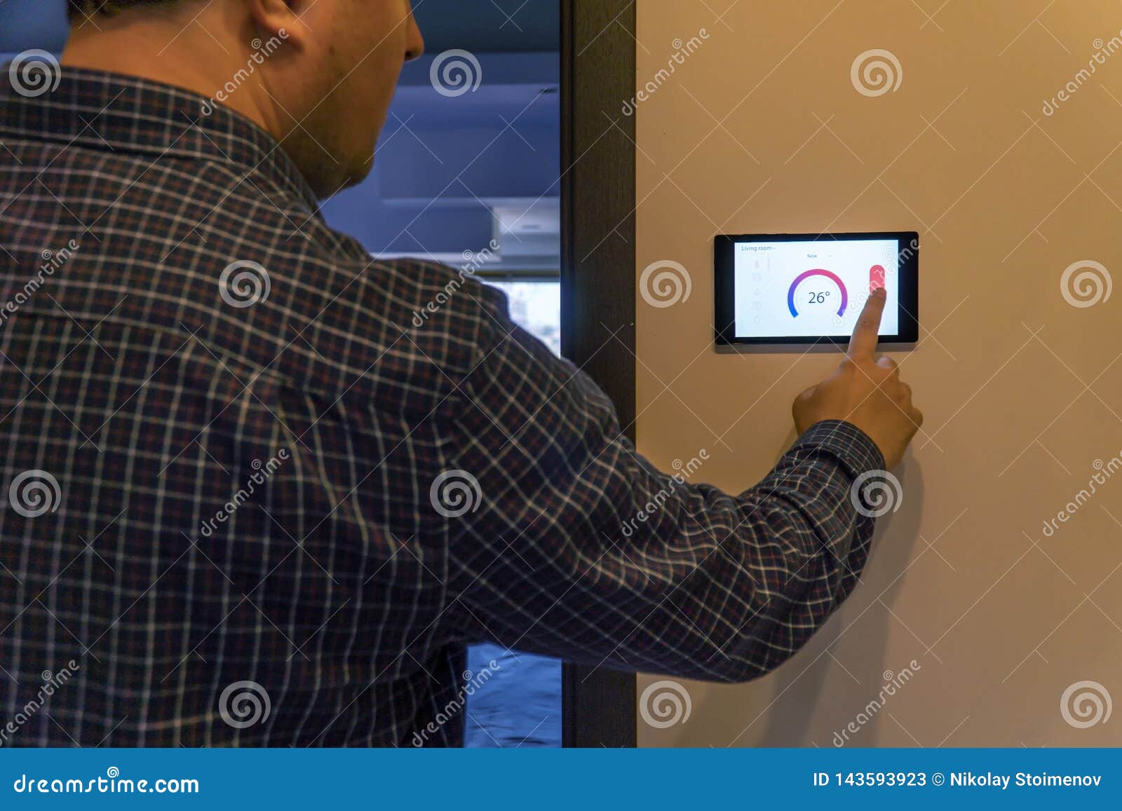 Smart Home Climate Control Device on a Wall Stock Image - Image of ...