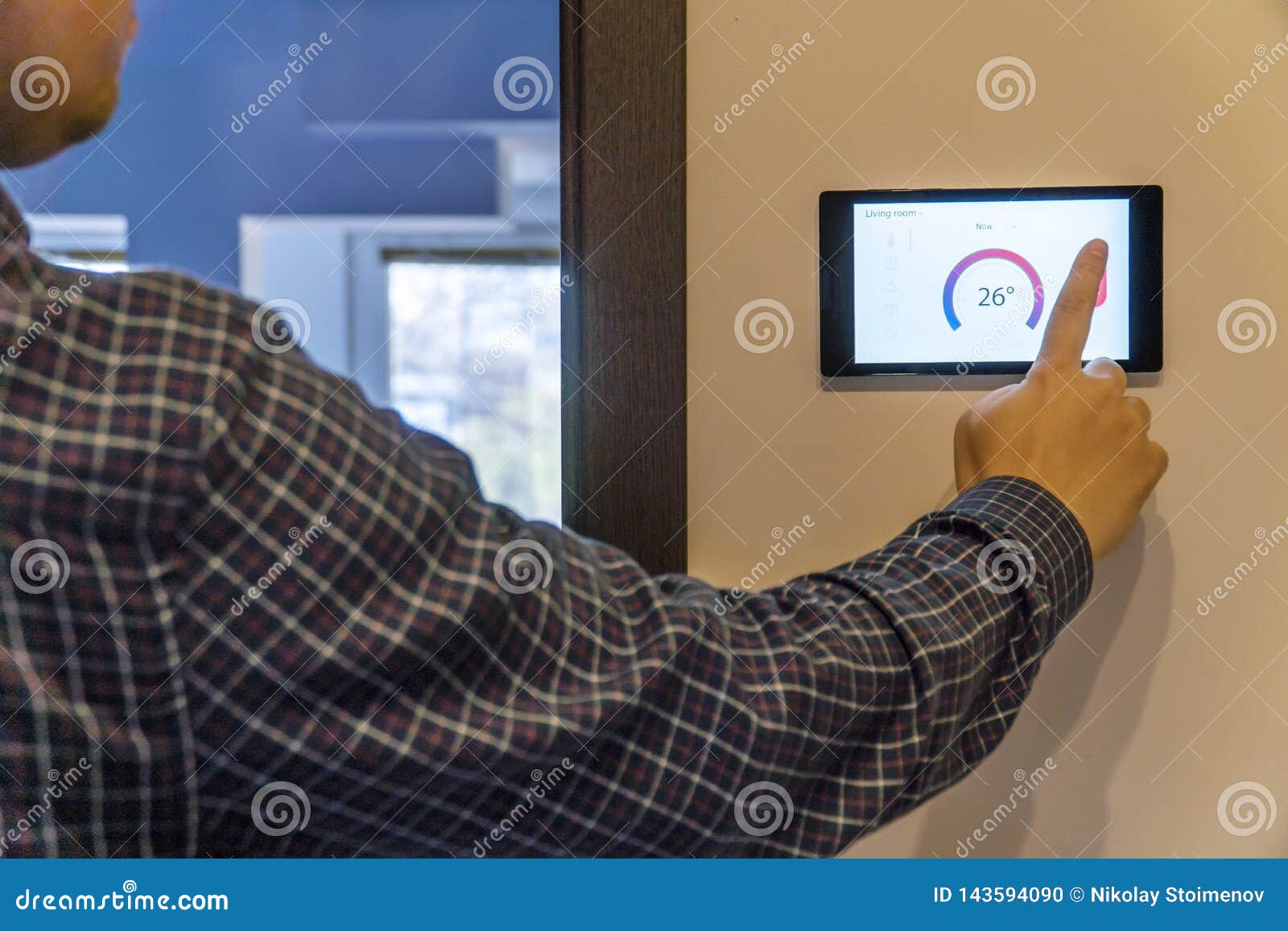 Smart Home Climate Control Device on a Wall Stock Photo - Image of ...