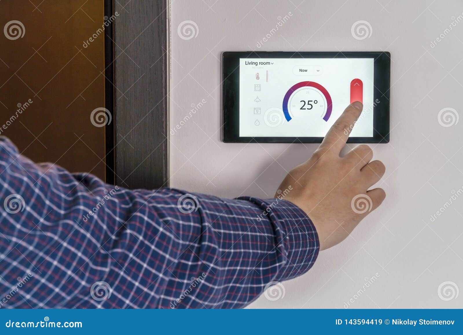 Smart Home Climate Control Device on a Wall Stock Image - Image of ...