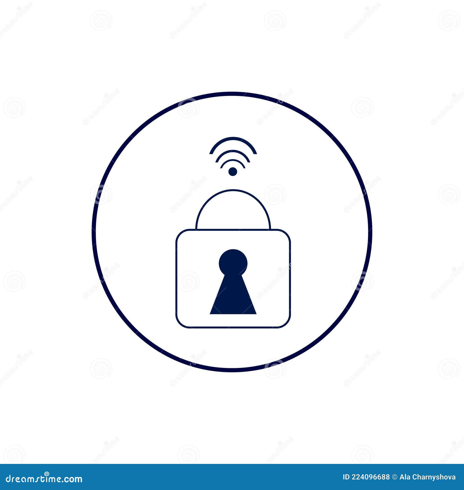 Smart Home Closure Icon Illustration. Lock with Wi-fi Symbol Stock ...