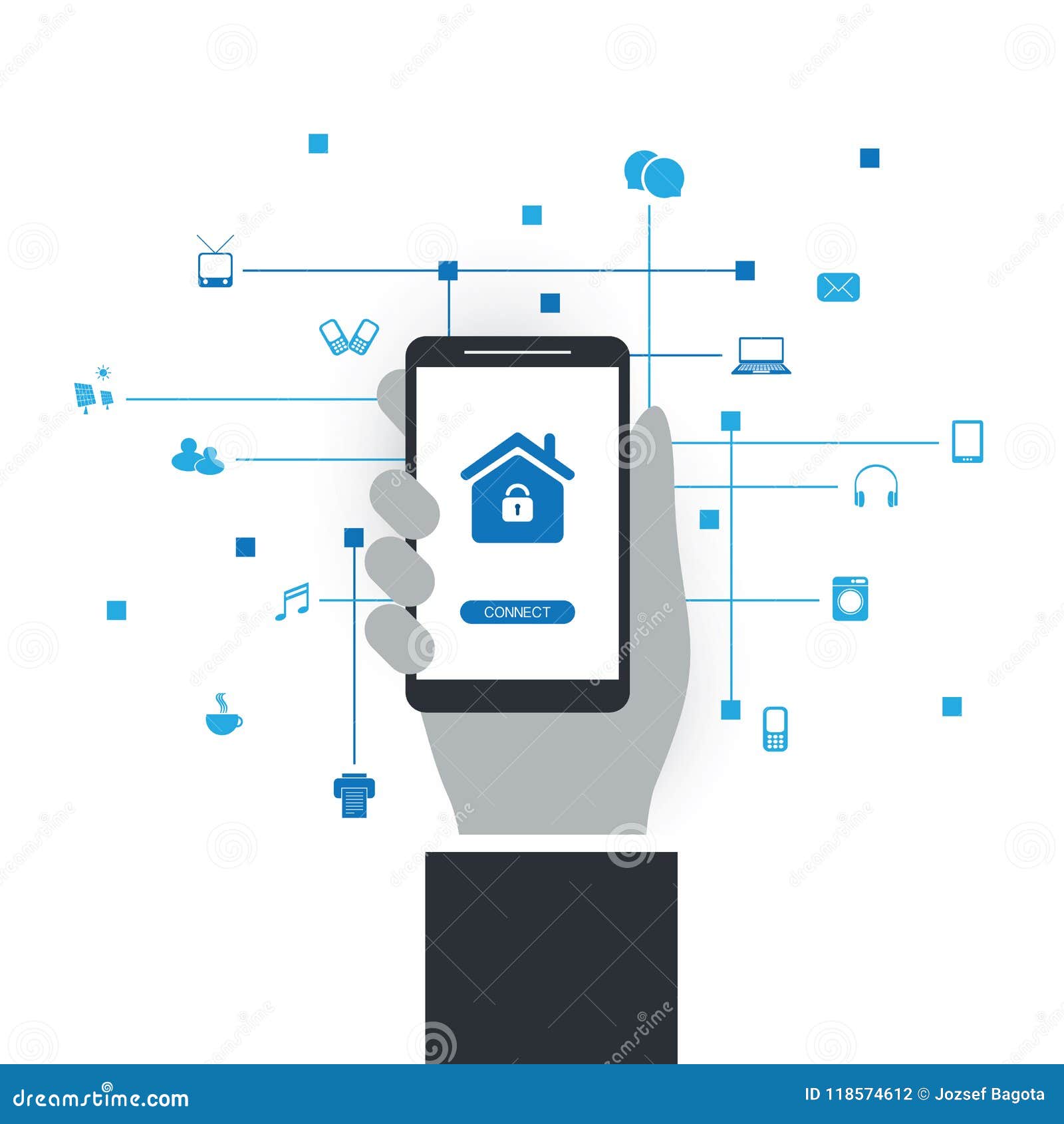 Smart Home, Cloud Computing Design Concept with Icons - Digital Network ...